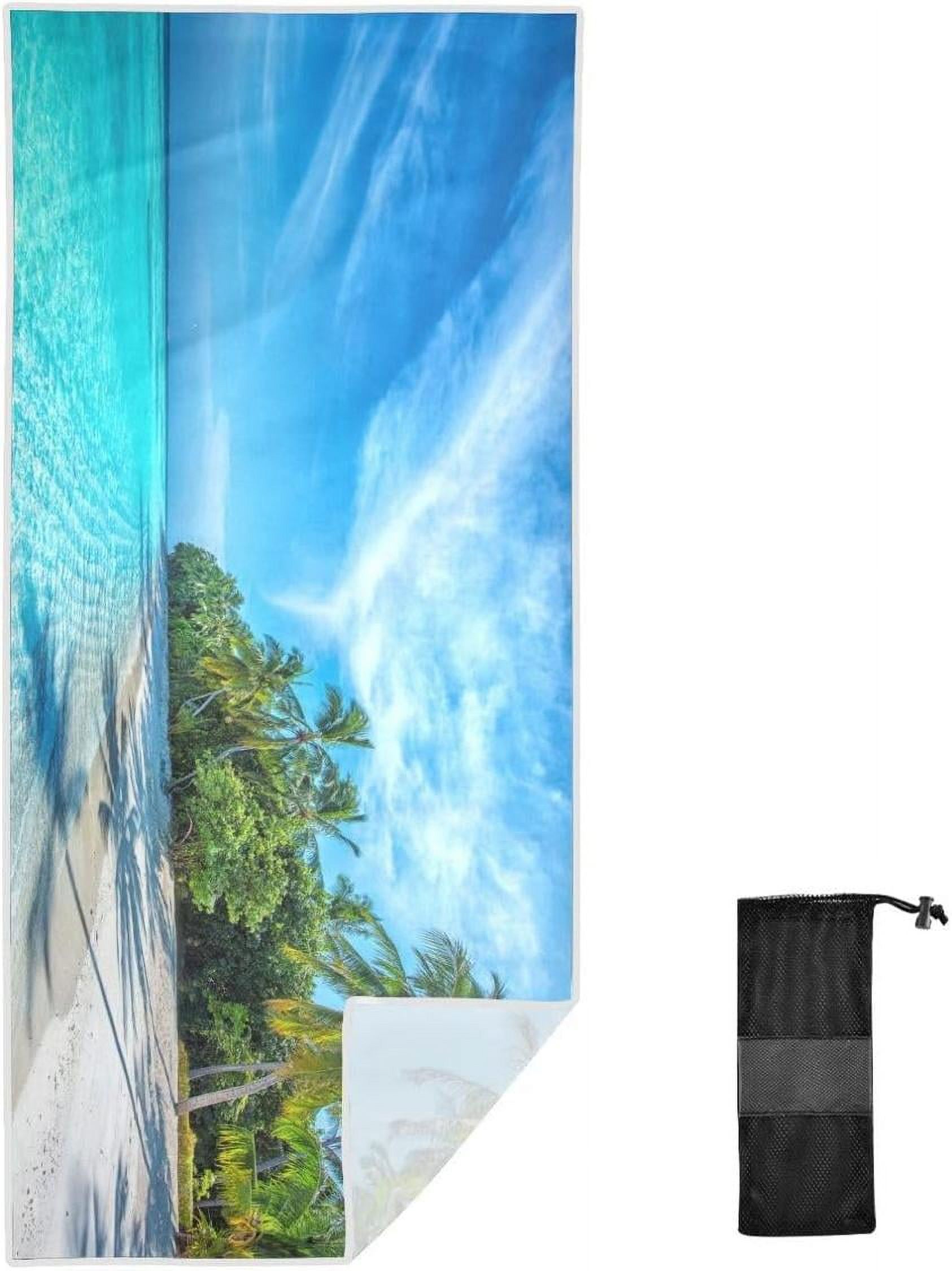 Coolnut 31"x71" Beach Towel with Travel Bag, Maldives Islands Ocean ...