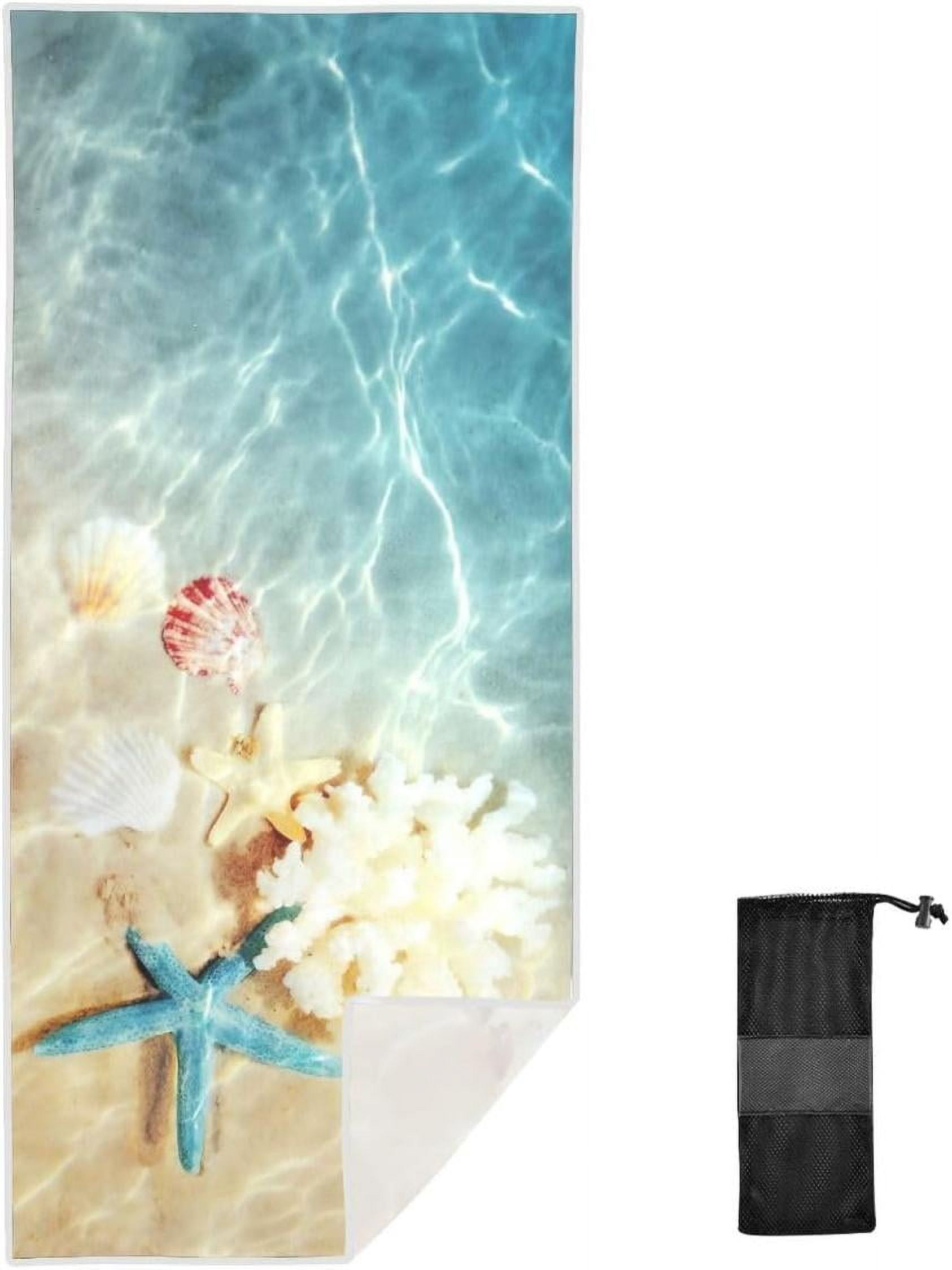 Coolnut 31"x71" Beach Towel with Travel Bag, Seashell on The Summer ...