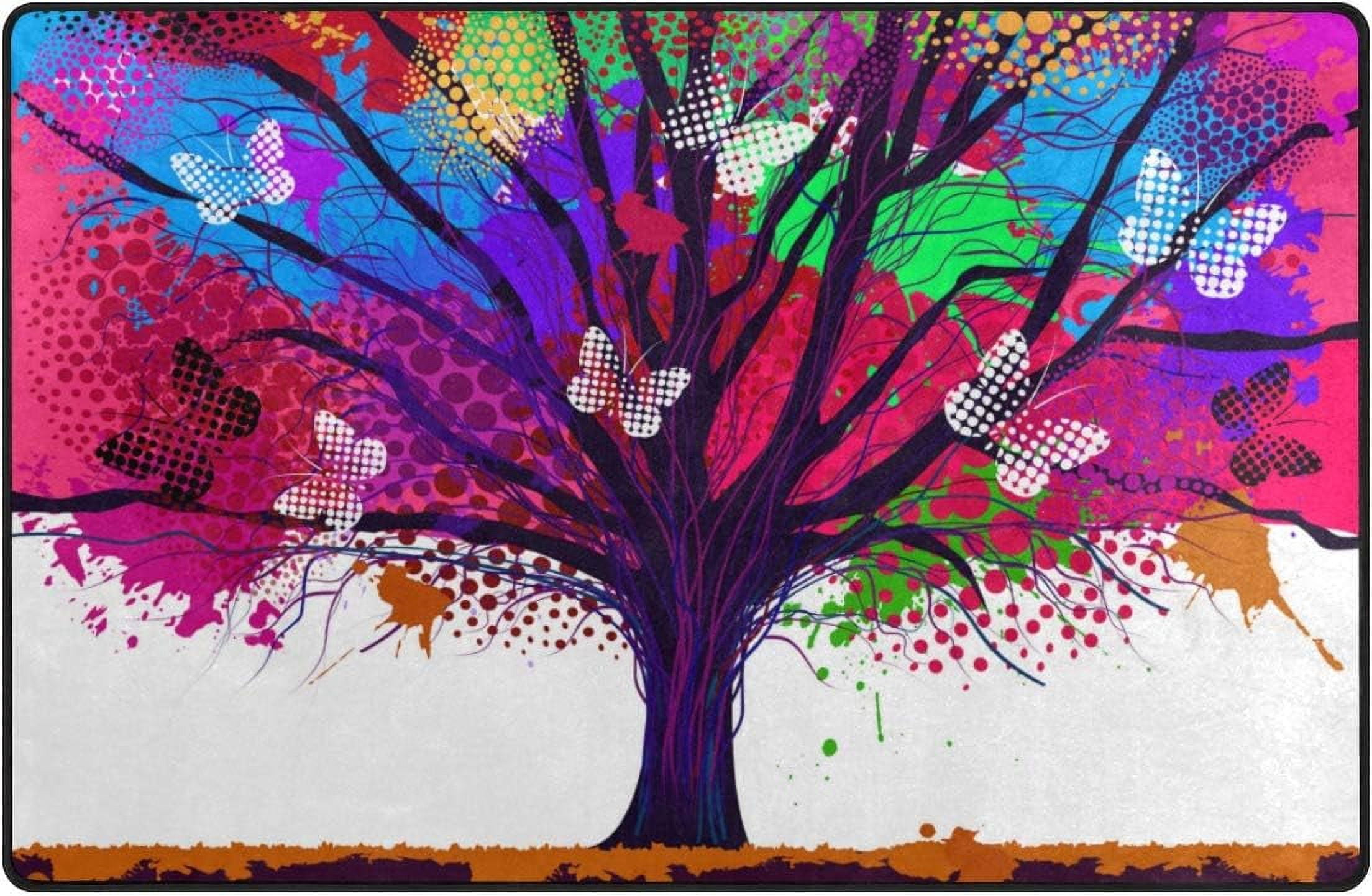 Coolnut 31x 20 Inch Area Rug, Carpet Abstract Tree with Paint Spots ...