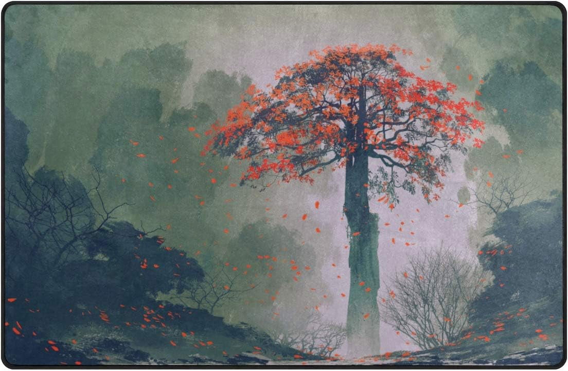 Coolnut 31x 20 Inch Area Rug, Carpet Autumn Tree with Falling Leaves ...