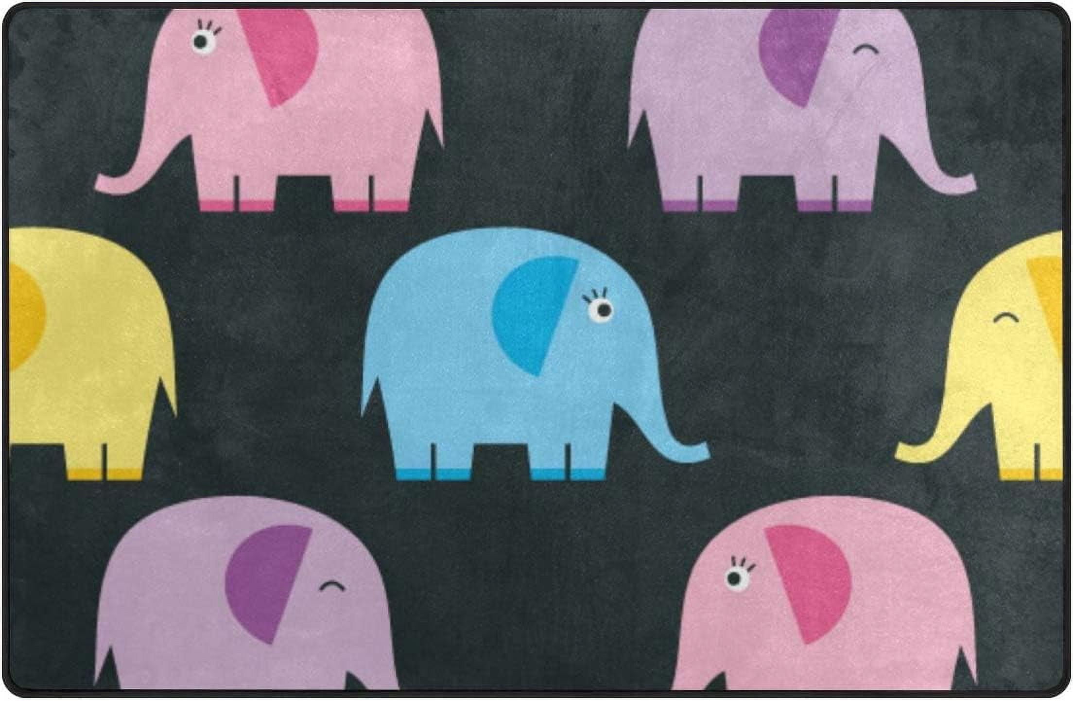 Coolnut 31x 20 Inch Area Rug, Carpet Colorful Elephants Doormat for ...