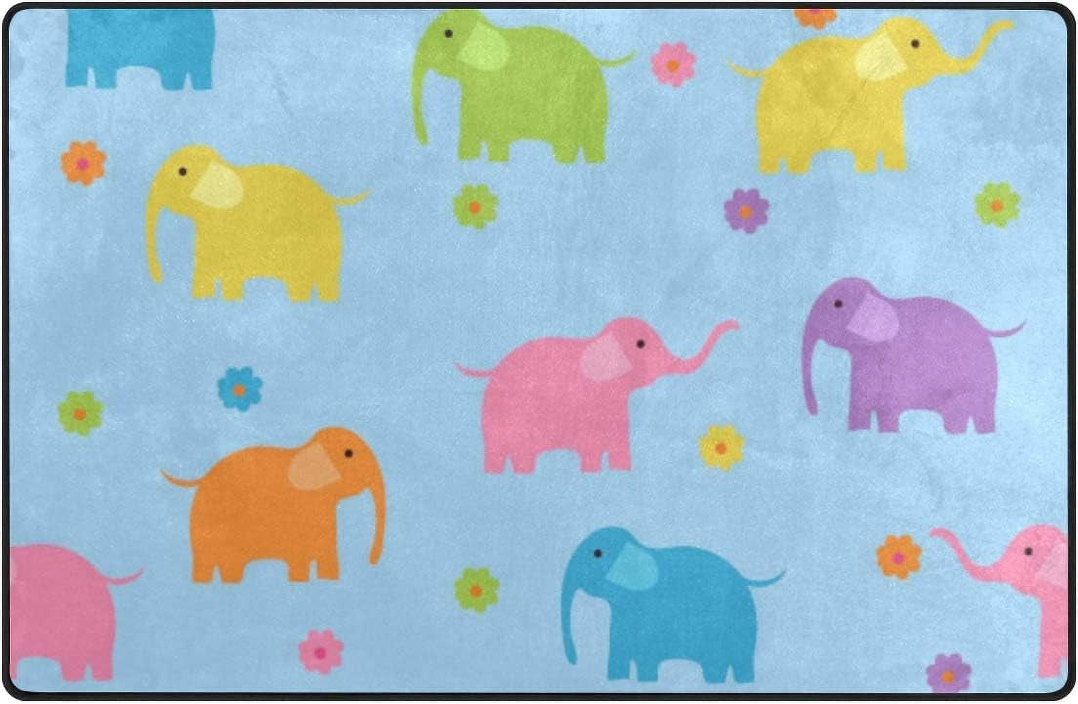 Coolnut 31x 20 Inch Area Rug, Carpet Colorful Elephants and Flowers ...