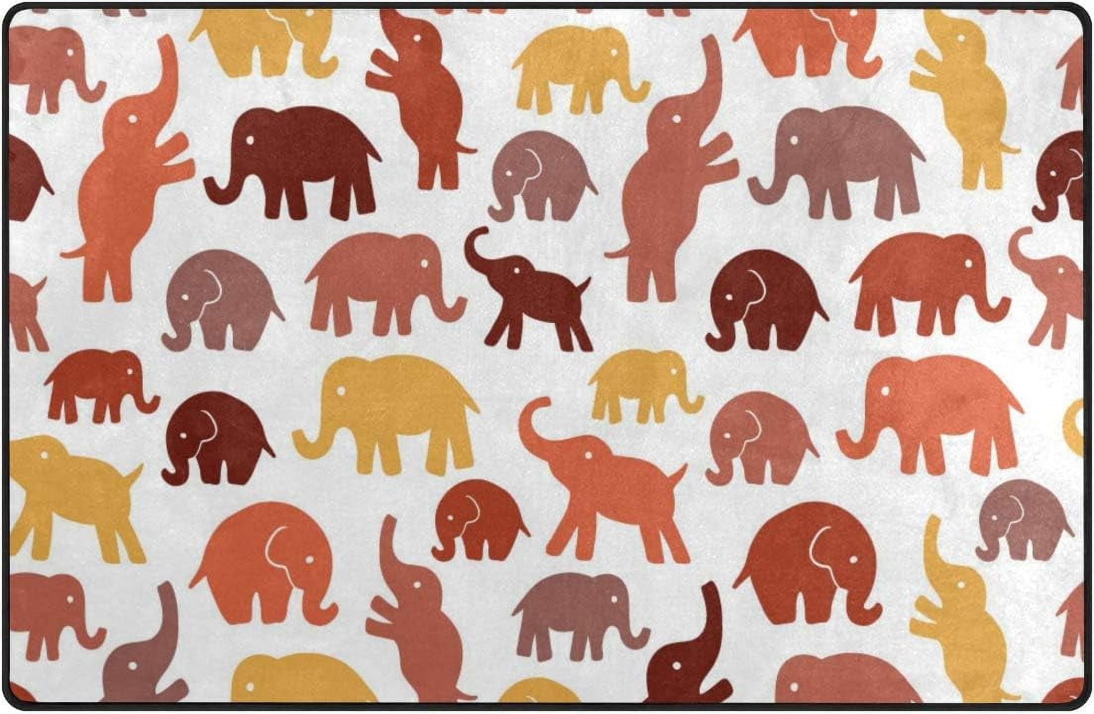 Coolnut 31x 20 Inch Area Rug, Carpet Cute Elephants On White Doormat ...