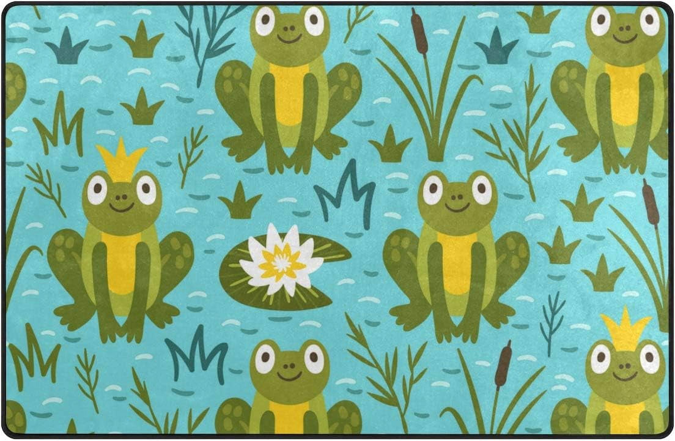 Coolnut 31x 20 Inch Area Rug, Carpet Cute Frogs with Grass Doormat for ...