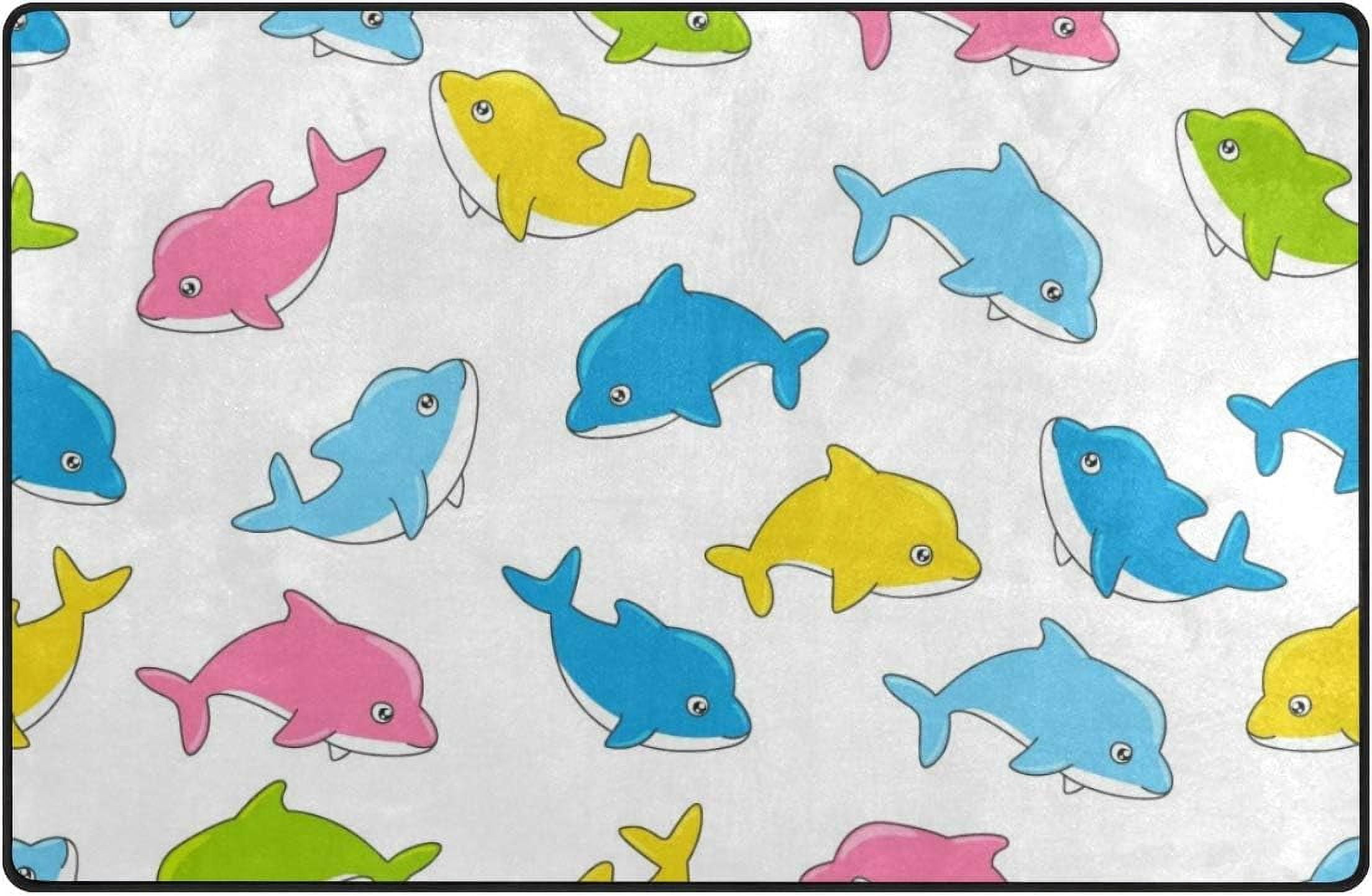 Coolnut 31x 20 Inch Area Rug, Carpet Cute Multicolor Dolphins Doormat ...