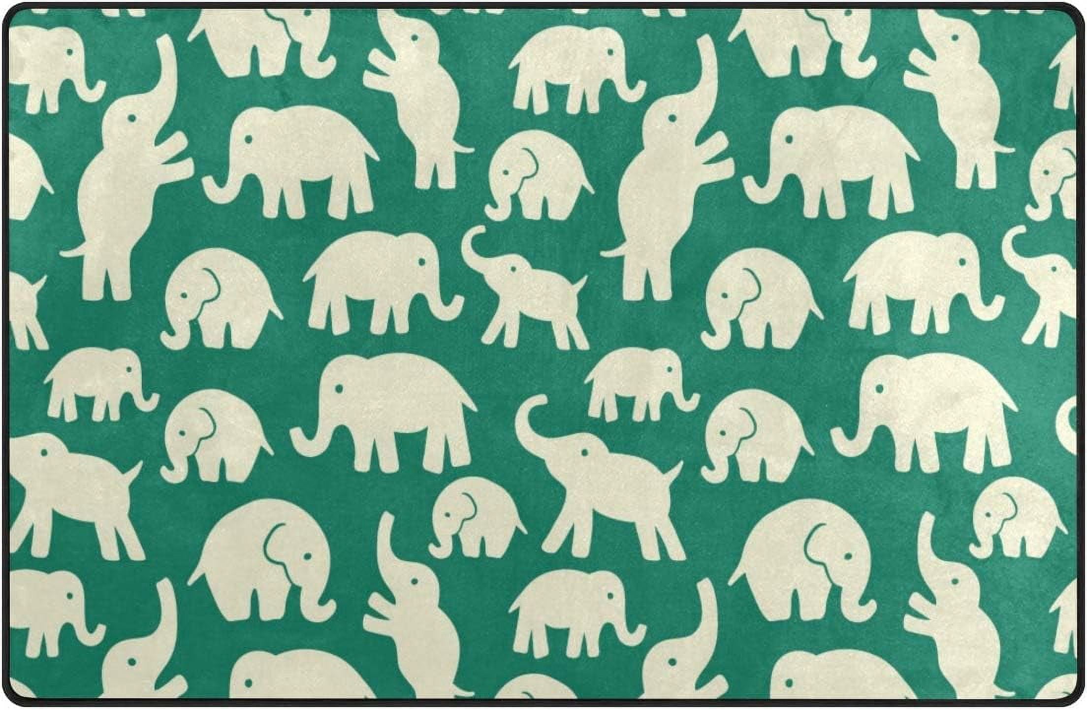 Coolnut 31x 20 Inch Area Rug, Carpet Elephants On Green Doormat for ...