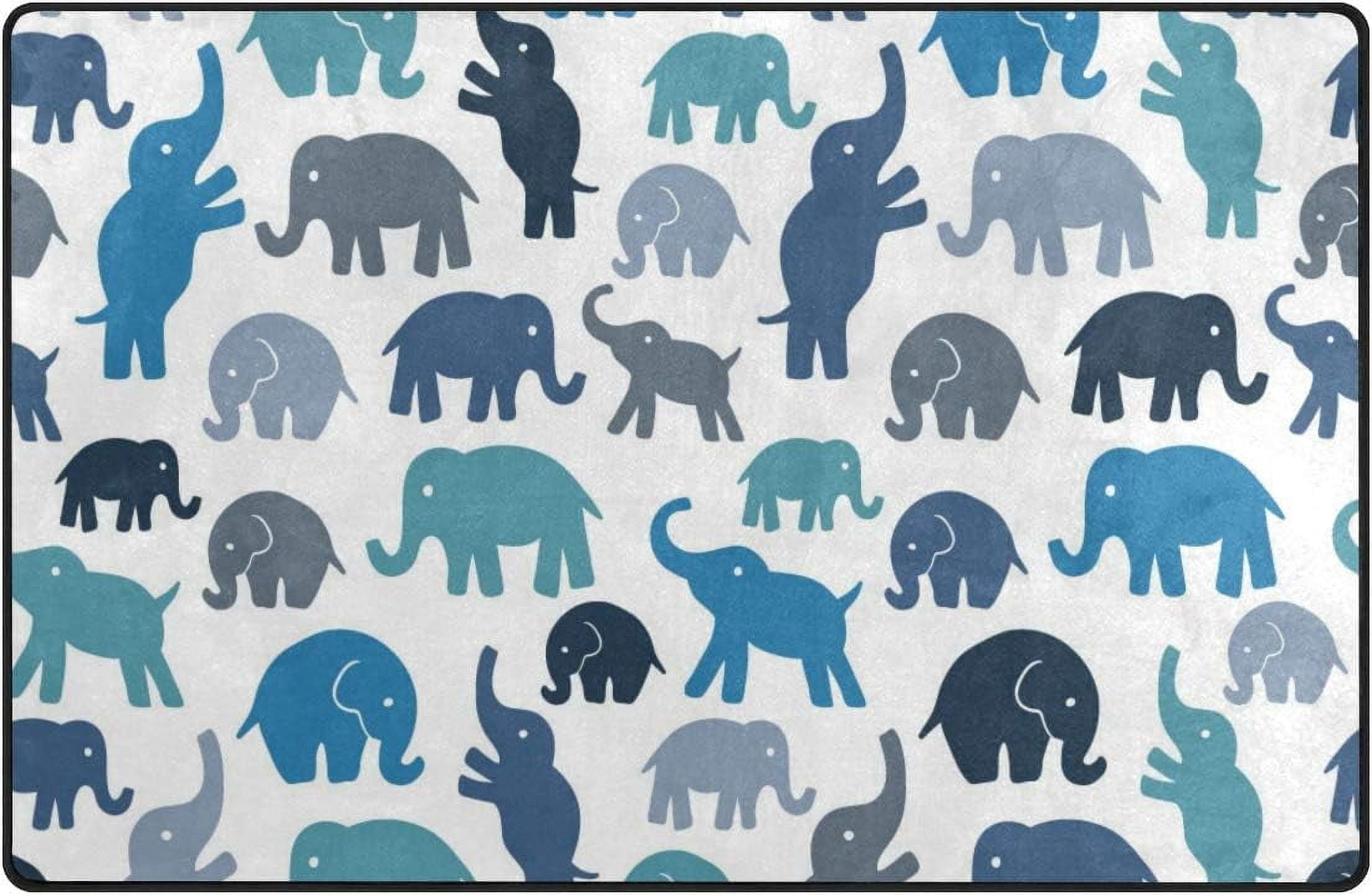 Coolnut 31x 20 Inch Area Rug, Carpet Elephants On White Doormat for ...