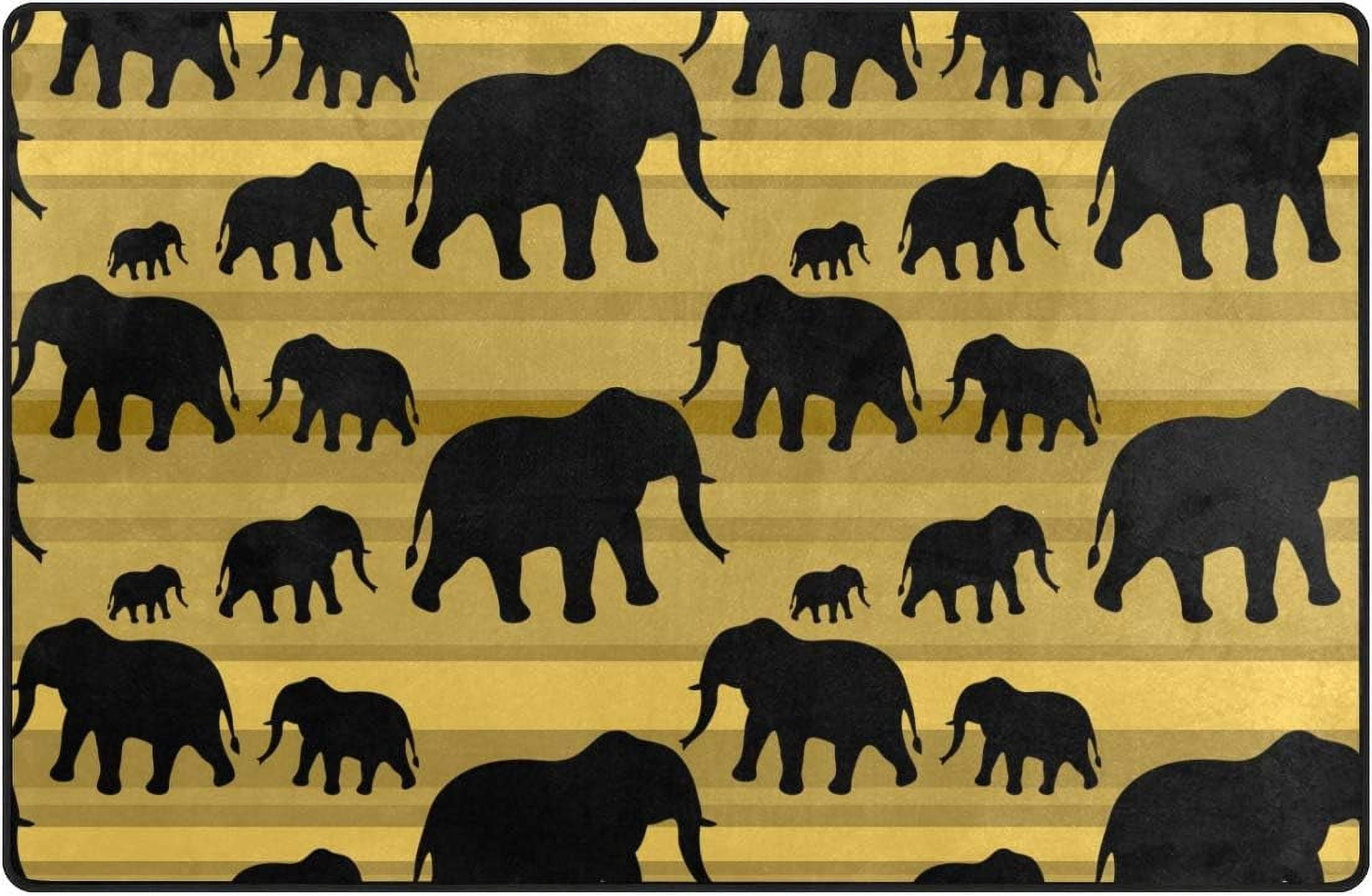Coolnut 31x 20 Inch Area Rug, Carpet Elephants On Wood Color Doormat ...