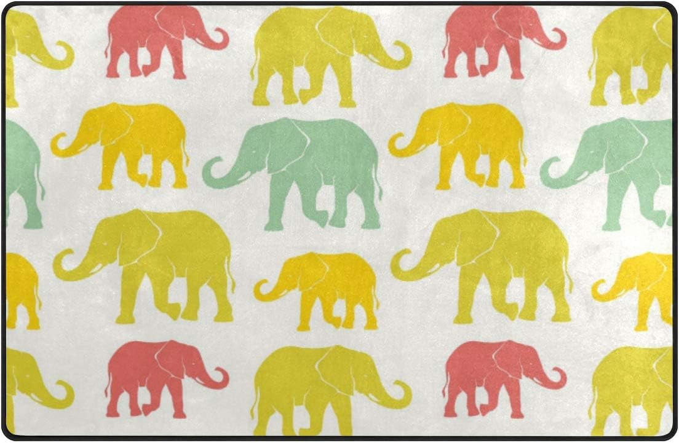 Coolnut 31x 20 Inch Area Rug, Carpet Elephants Pattern Doormat for ...