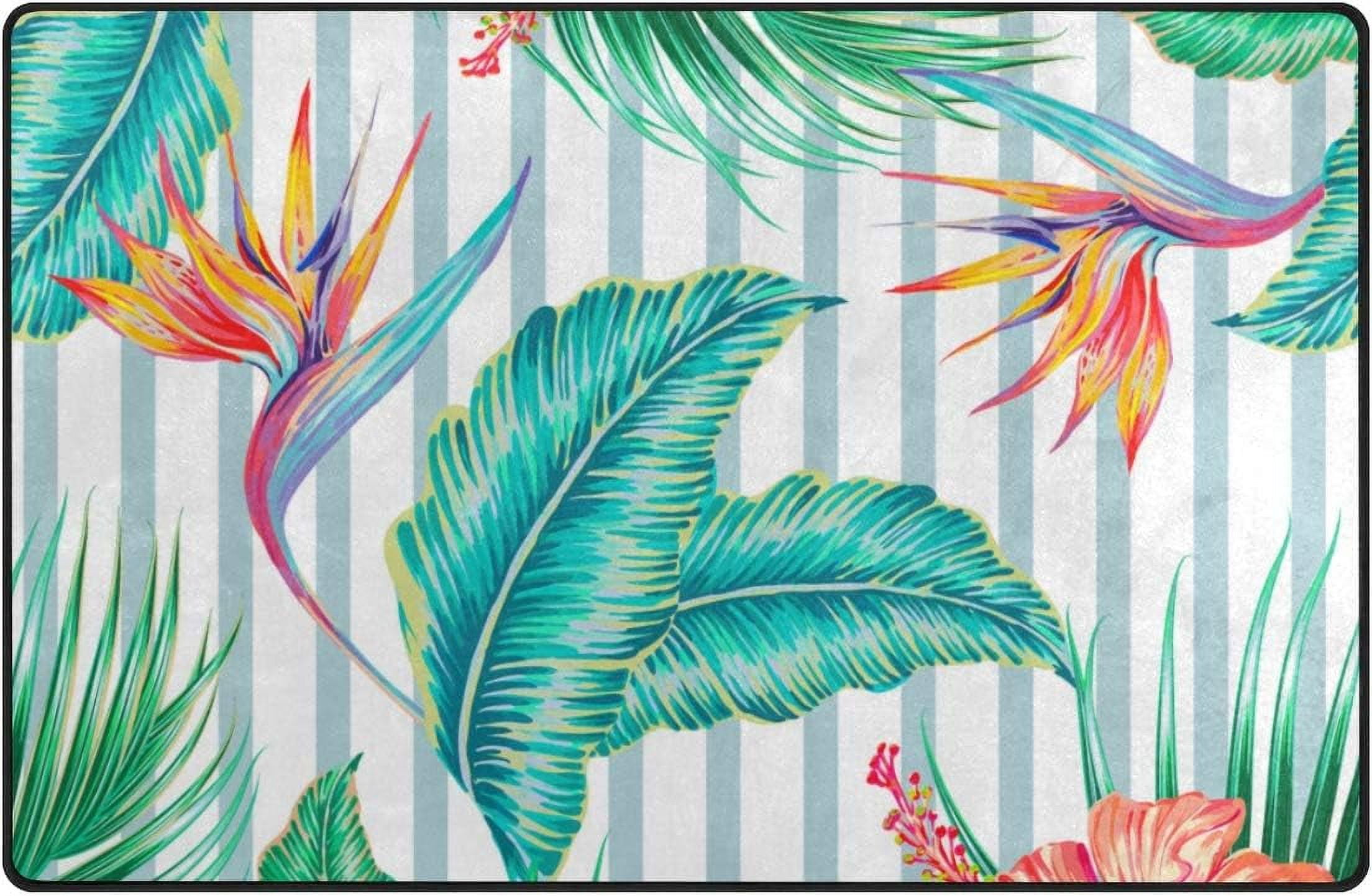 Coolnut 31x 20 Inch Area Rug, Carpet Exotic Flowers Palm Leaves Doormat ...