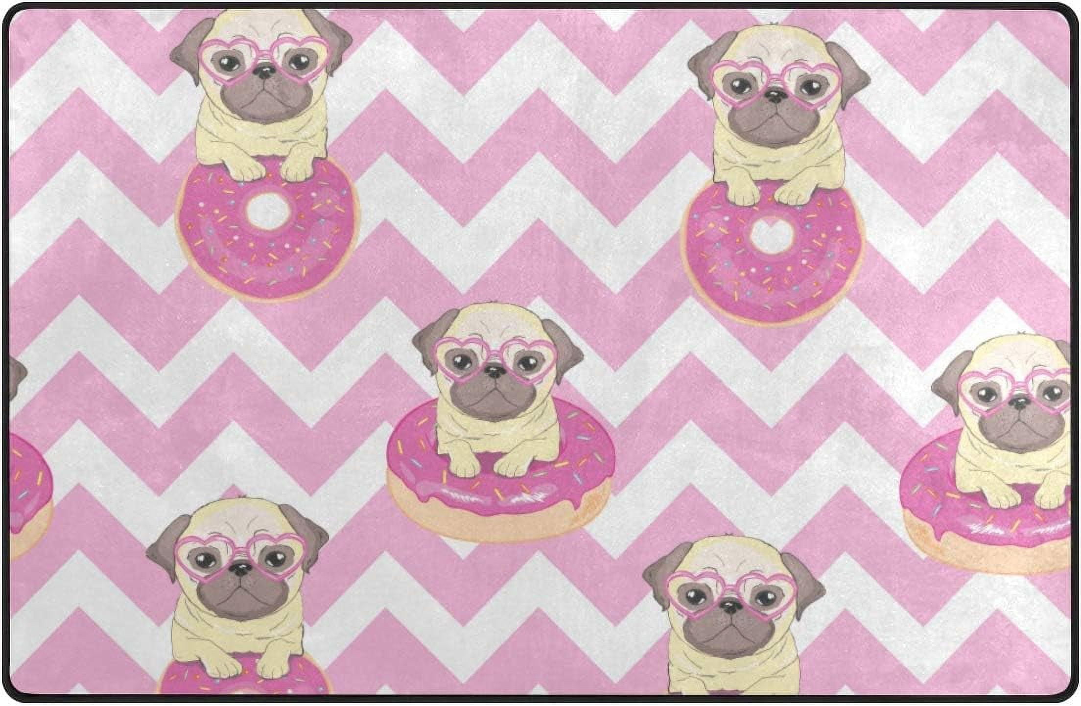 Coolnut 31x 20 Inch Area Rug, Carpet Funny Pug and Donut Doormat for ...