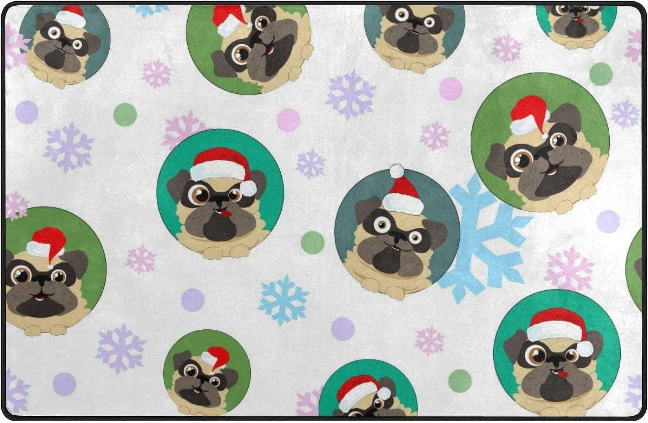 Coolnut 31x 20 Inch Area Rug, Carpet Funny Pugs in Christmas Hat ...