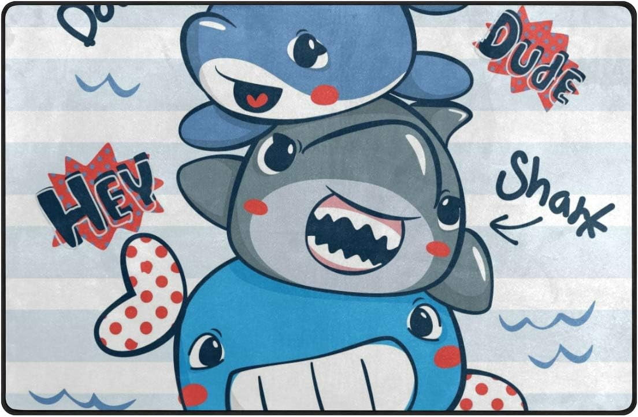 Coolnut 31x 20 Inch Area Rug, Carpet Funny Whale Shark and Dolphin ...