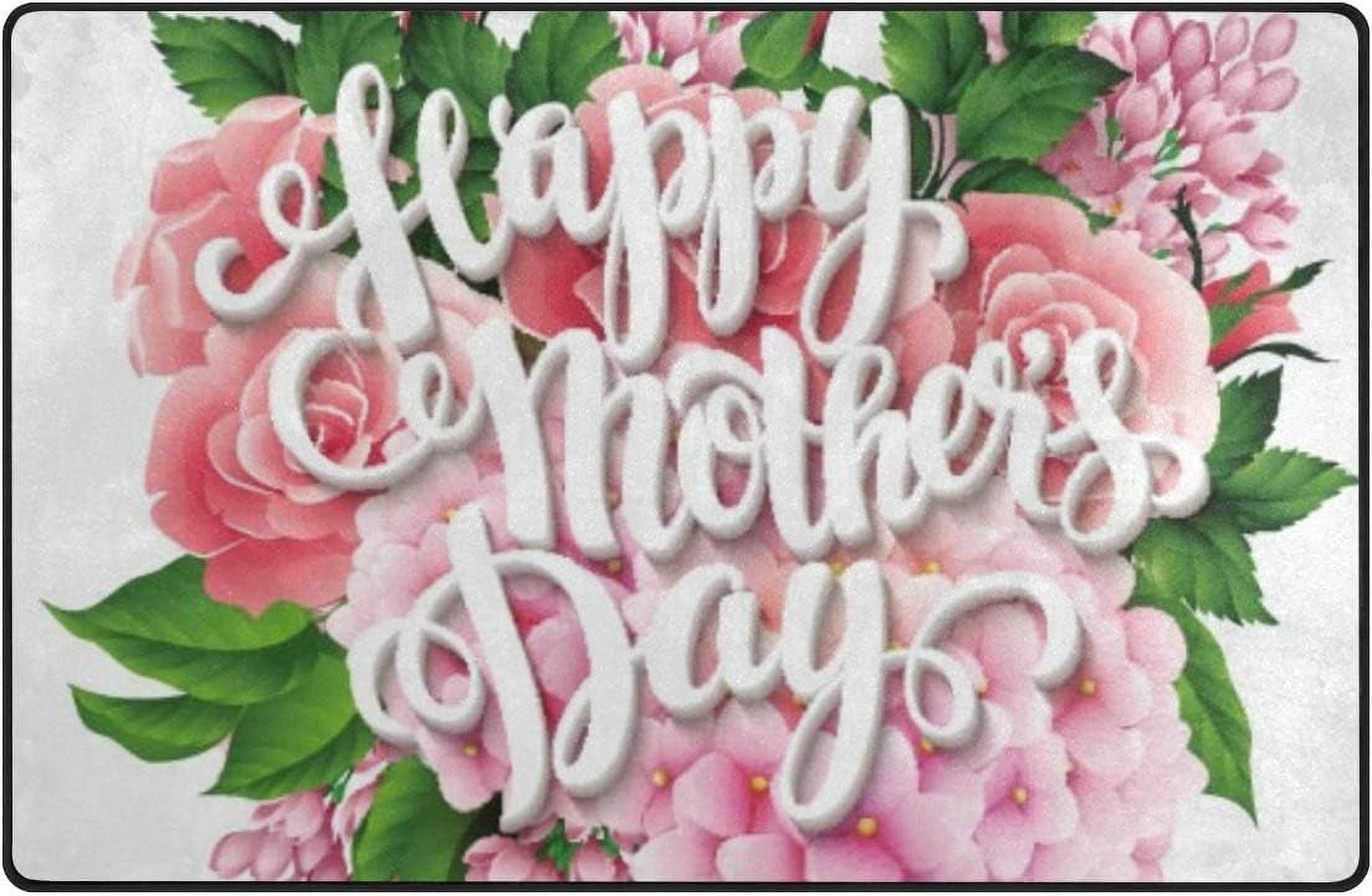 Coolnut 31x 20 Inch Area Rug, Carpet Happy Mothers Day On Flower ...