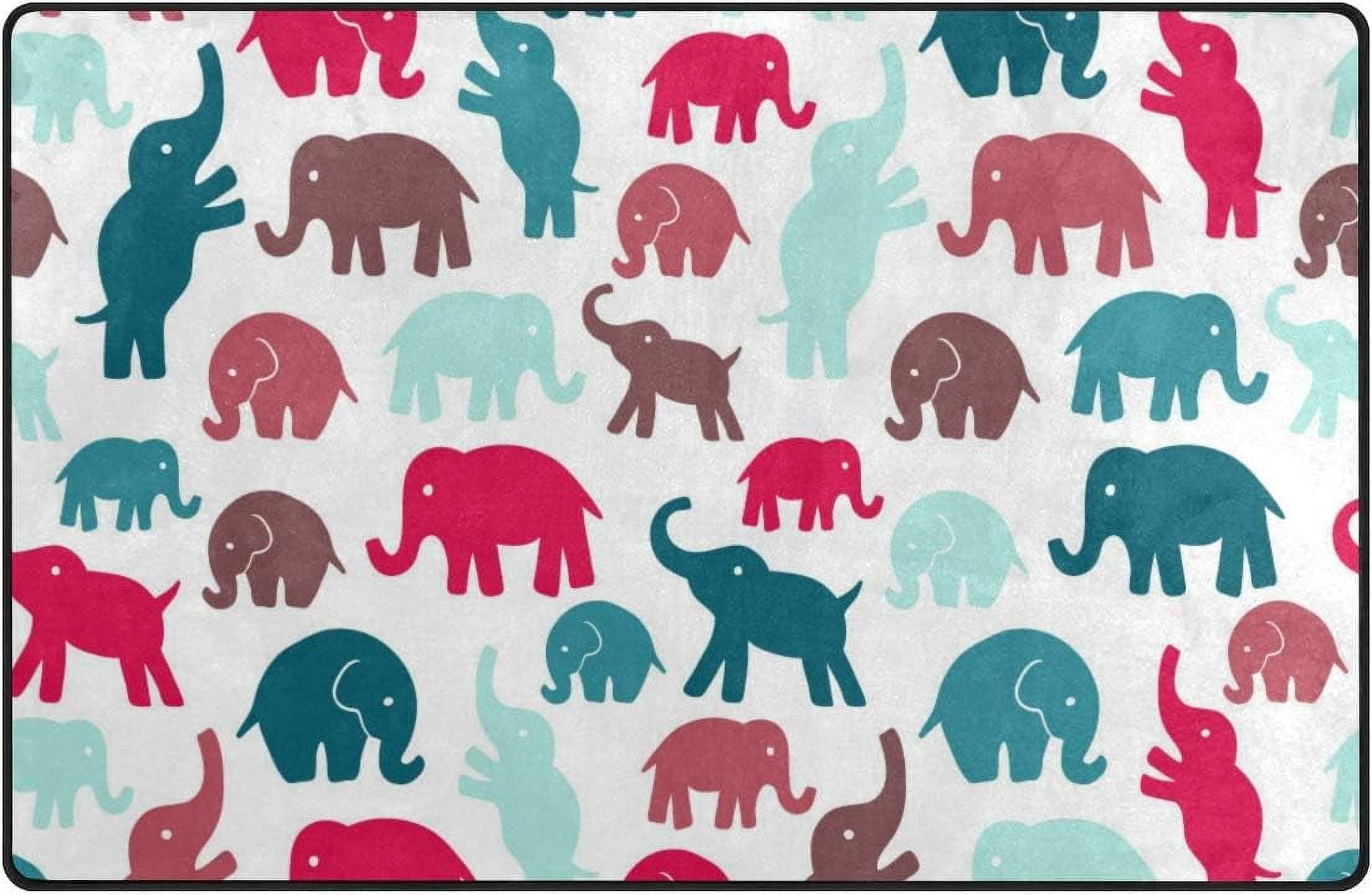 Coolnut 31x 20 Inch Area Rug, Carpet Lovely Colored Elephants Doormat ...