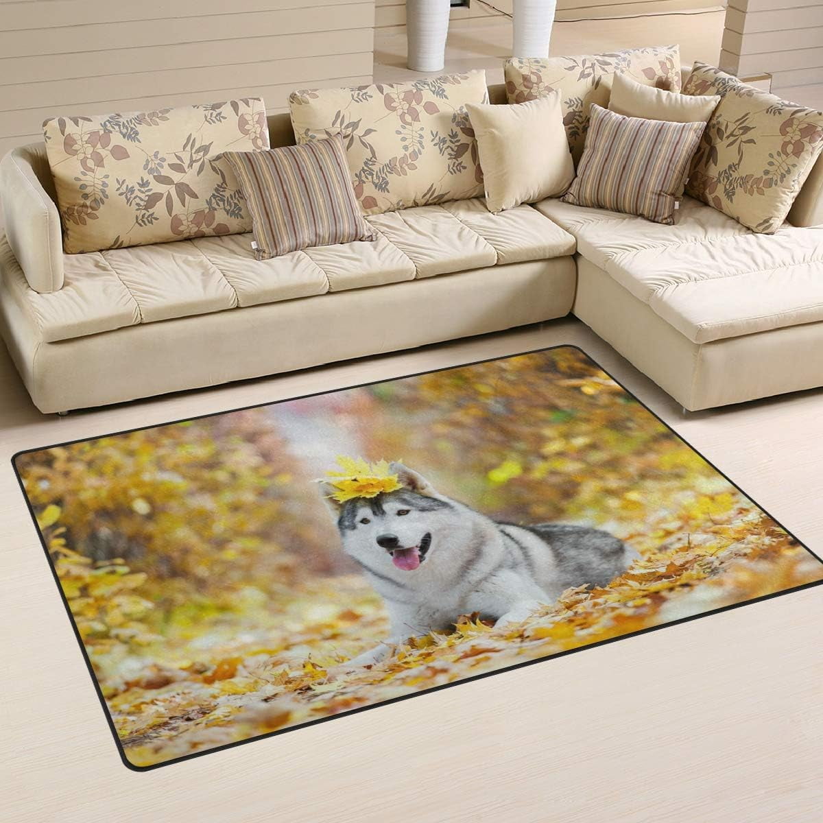 Coolnut 31x 20 Inch Area Rug, Carpet Siberian Husky Lying The Yellow ...