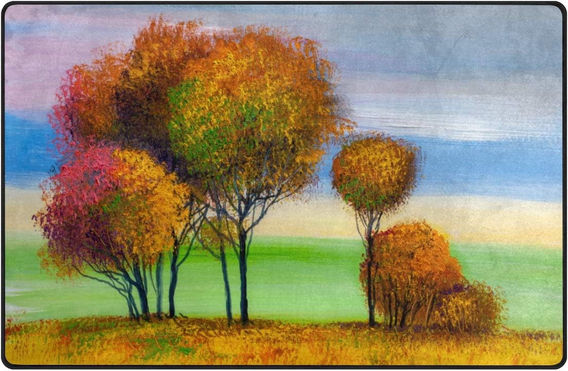 Coolnut 31x 20 Inch Area Rug, Carpet Tree Oil Painting Doormat for ...