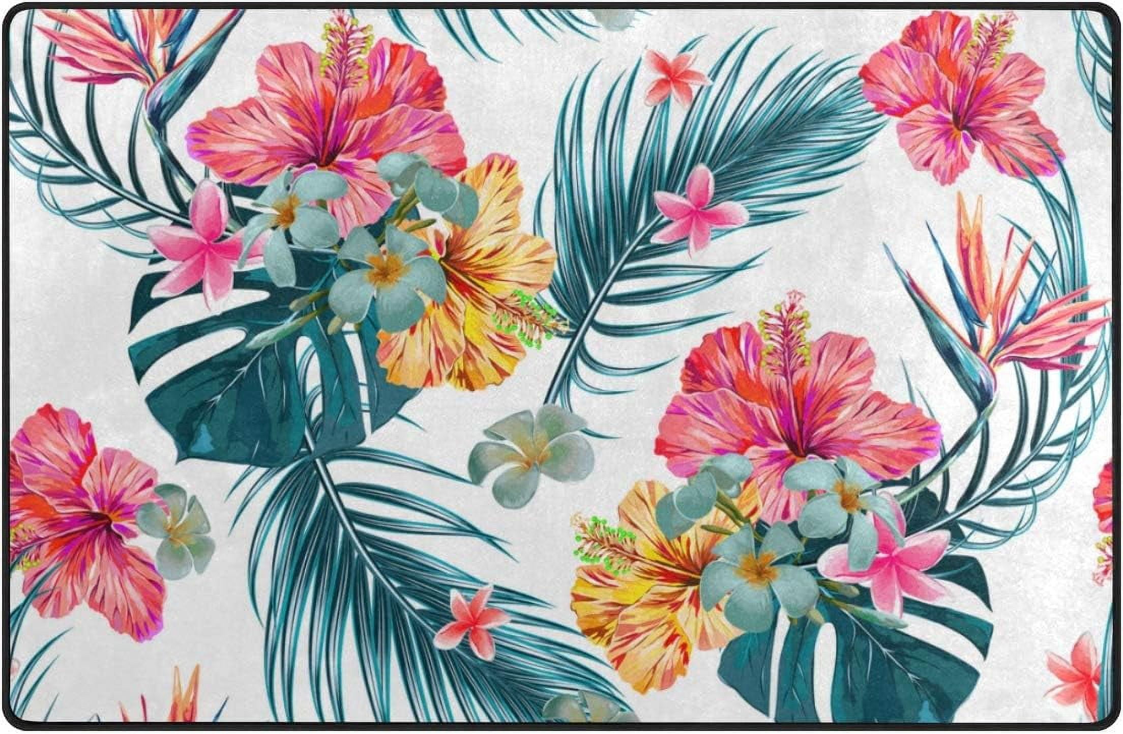 Coolnut 31x 20 Inch Area Rug, Carpet Tropical Flowers Doormat for ...