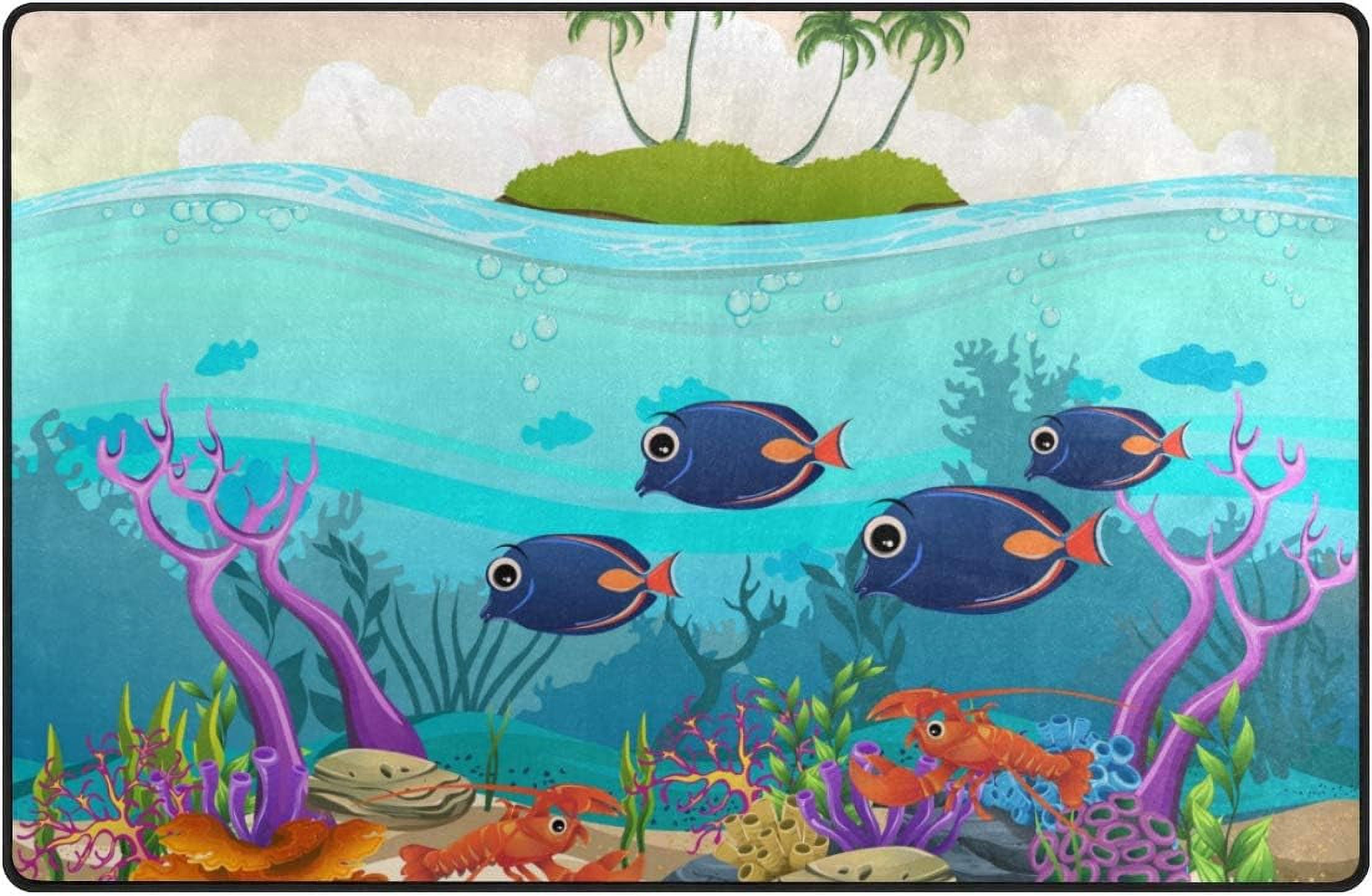 Coolnut 31x 20 Inch Area Rug, Carpet Undersea Life Doormat for Hardwood ...