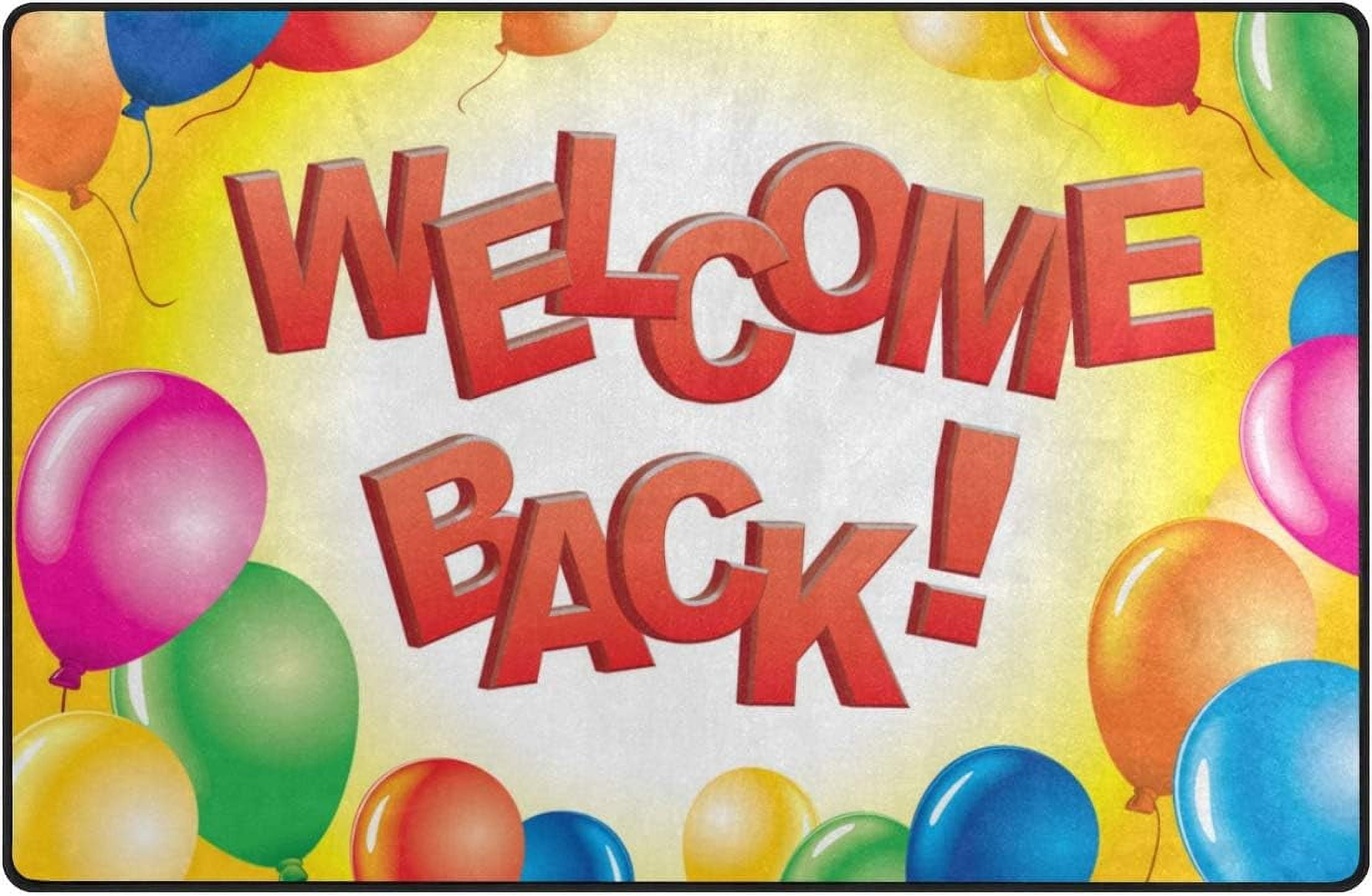 Coolnut 31x 20 Inch Area Rug, Carpet Welcome Back with Balloons Doormat ...