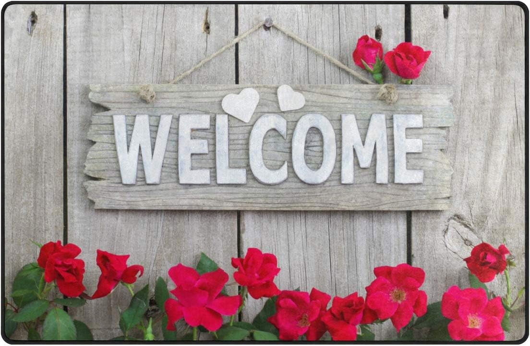Coolnut 31x 20 Inch Area Rug, Carpet Welcome Sign with Flowers Doormat ...