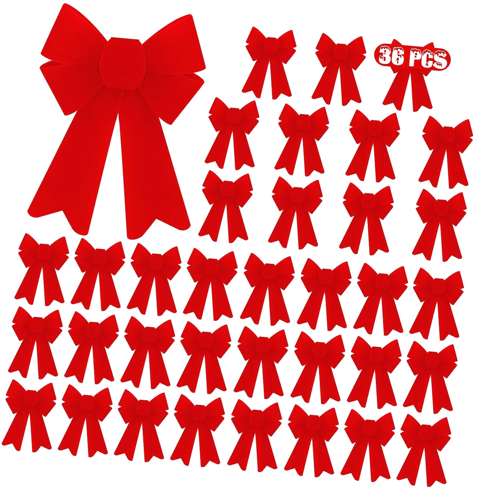 Coolnut 36 PCS Red Christmas Bows, 5" 8" Large Christmas Bows, Hanging ...
