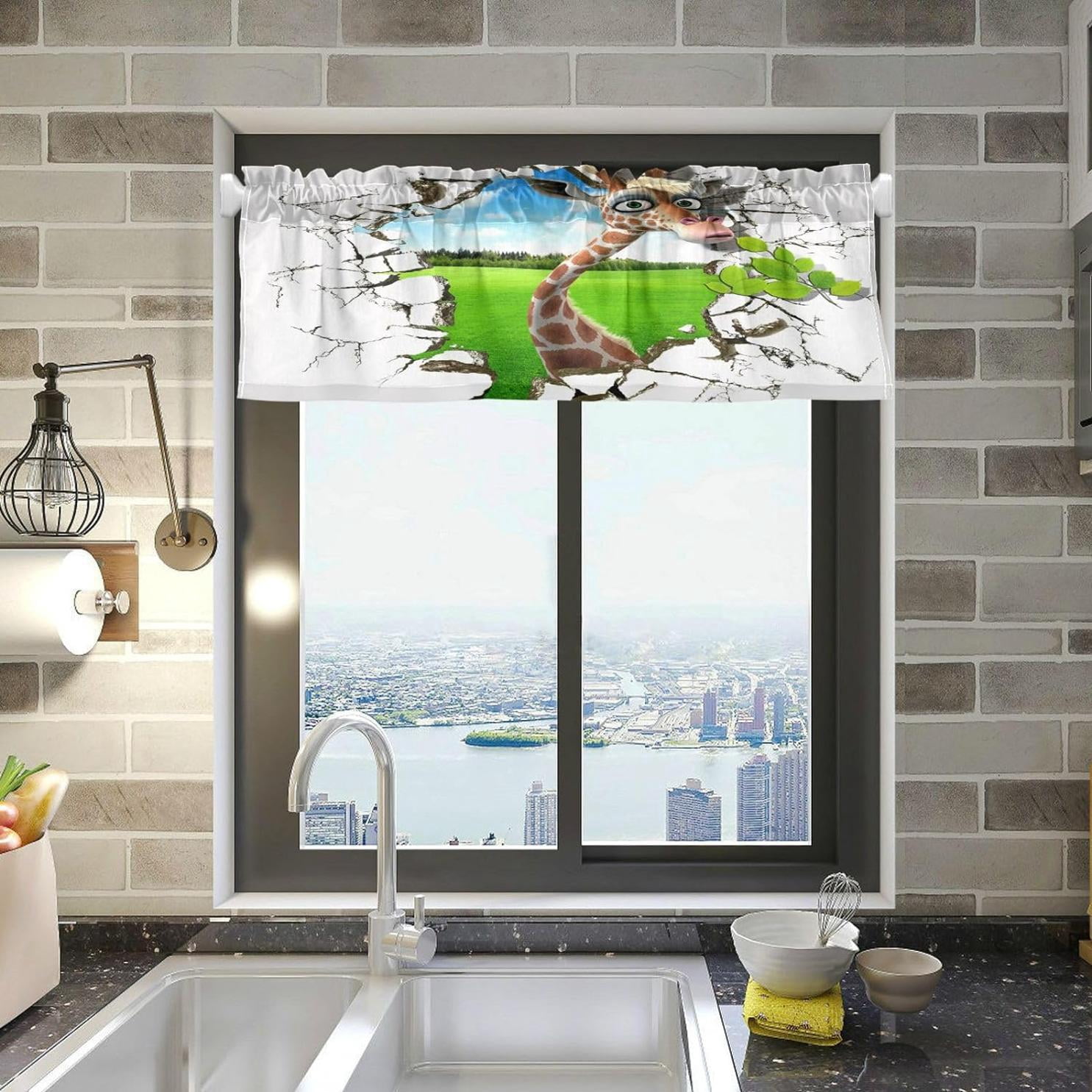 Coolnut 3D Giraffe Windows Valance Curtains, Double Layer Short ...