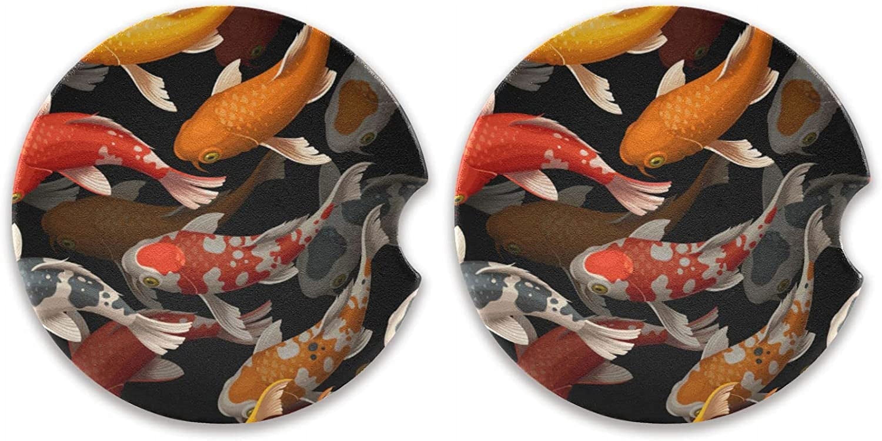 Coolnut 3D Koi Fish Car Coasters for Drinks Absorbent, Ceramic Cup ...