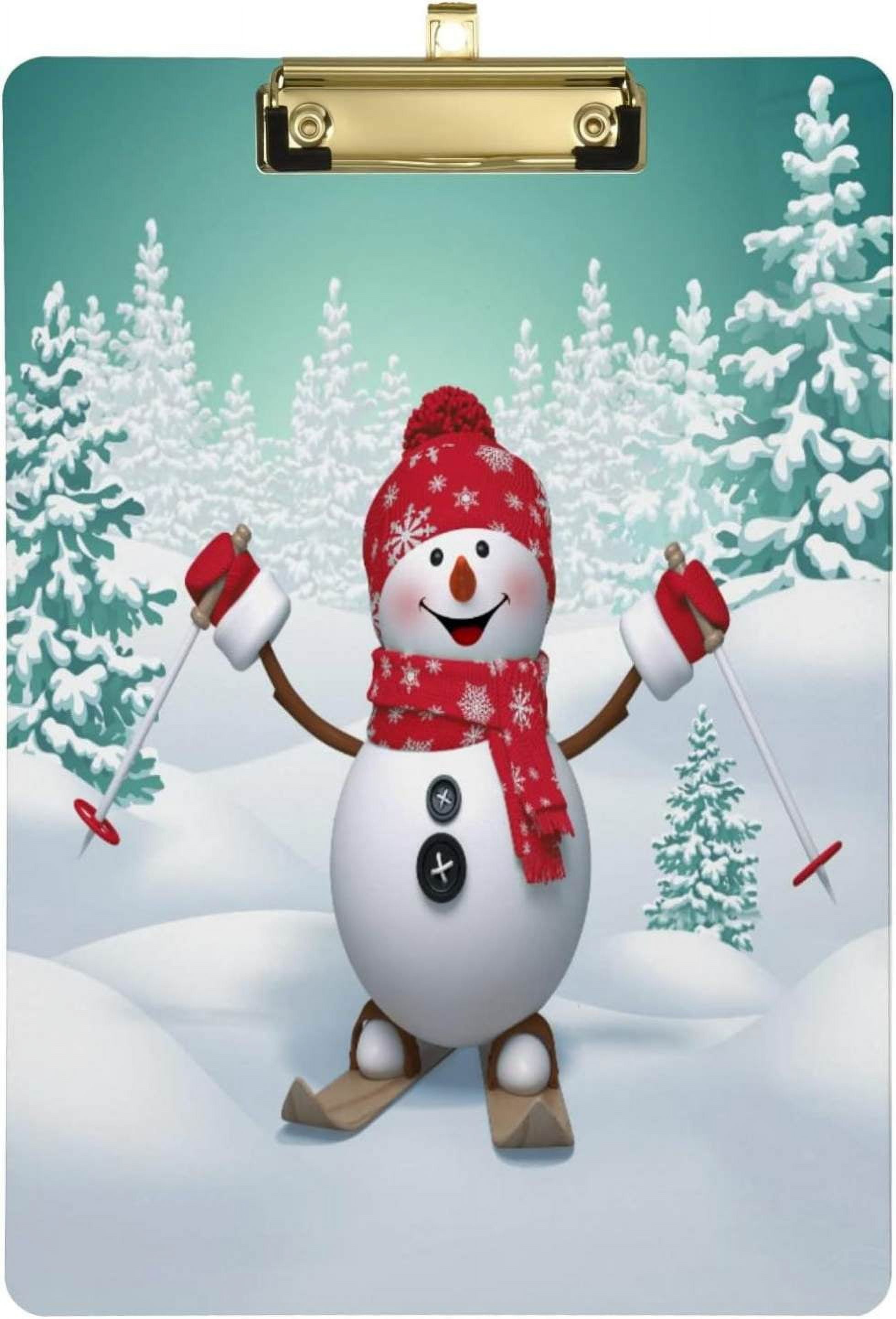 Coolnut 3D Snowman On Snowboard 12.5"x9" Clipboard, Acrylic Fashion ...