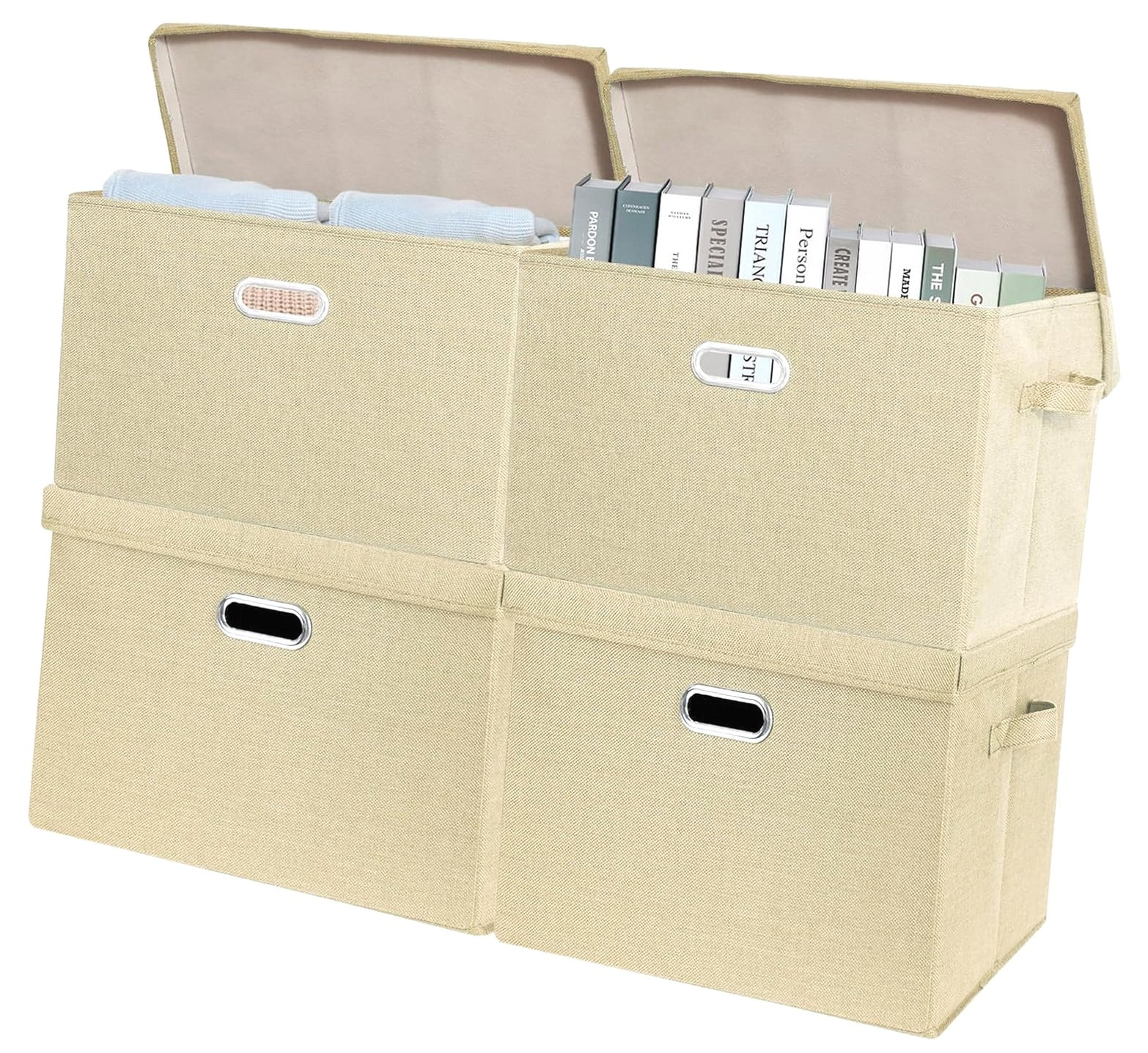 Coolnut 4 Pack Large Collapsible Storage Bins with lid for Household ...