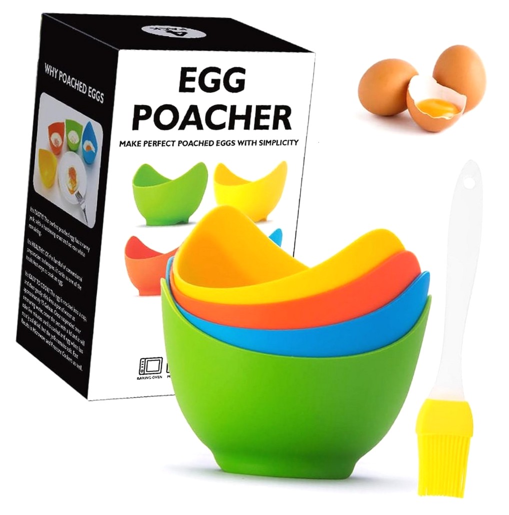 Coolnut 4-Pack Poacher Cups with Stands, Nonstick Poaching Cups for Air ...