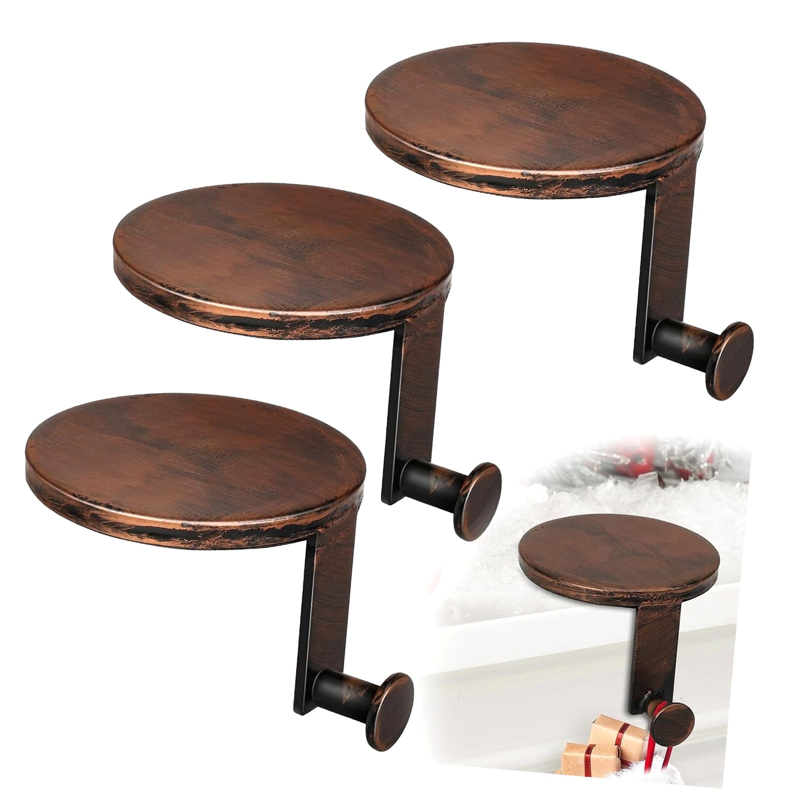 Coolnut 4 Pack Round Christmas Stocking Holders Metal Mantel Stockings ...