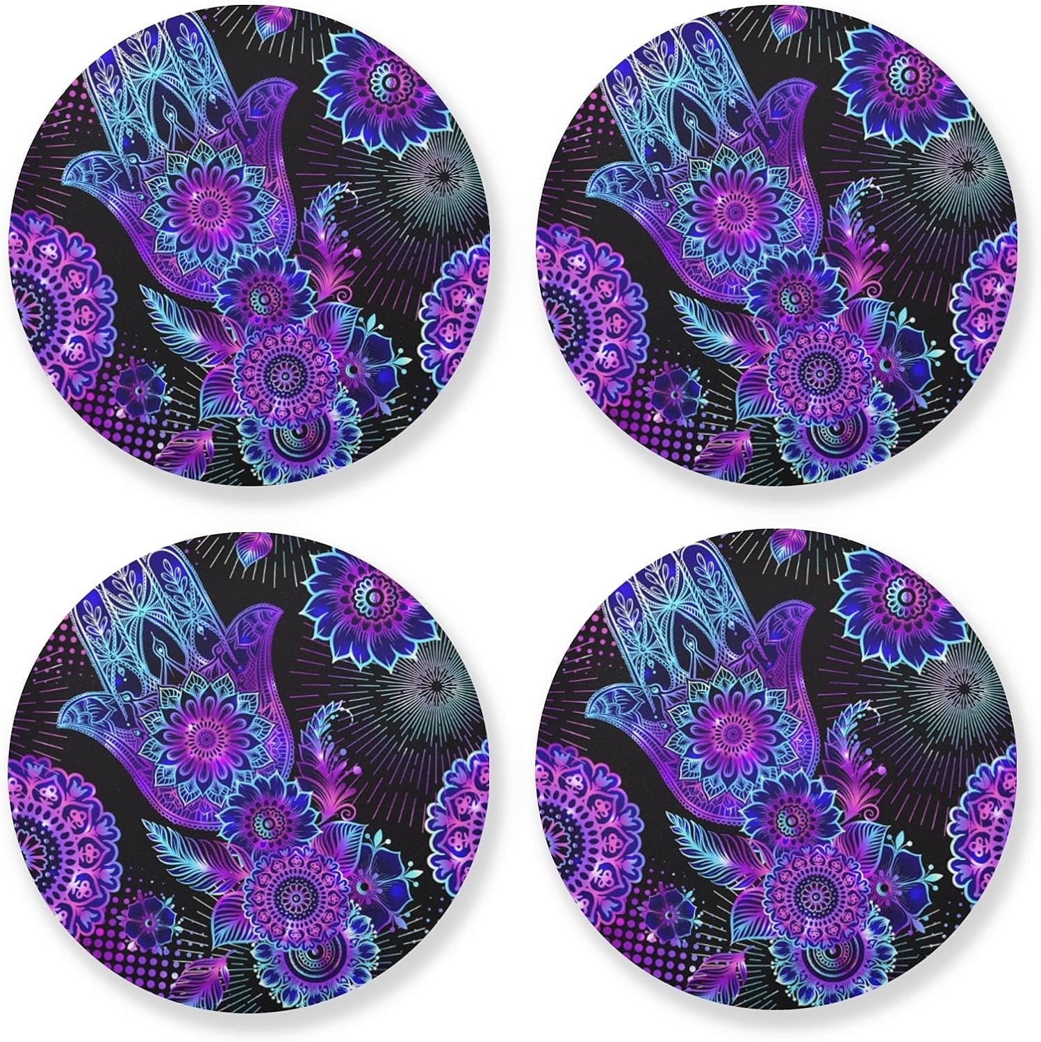 Coolnut 4-Piece Coasters for Drinks, Popular Arabic and Jewish Amulet ...