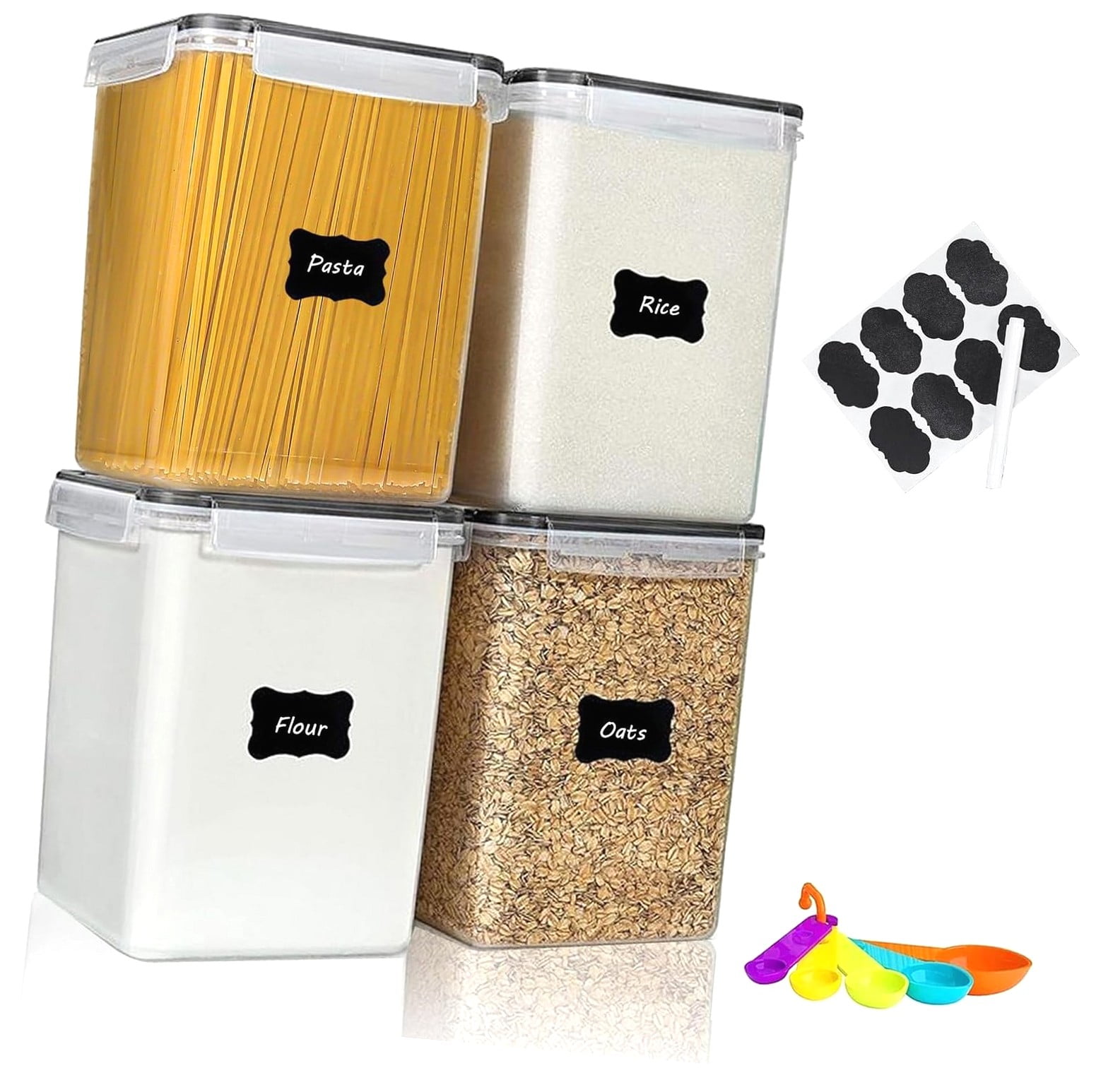 Coolnut 4 Pieces 5.2L / 175oz Large Containers, Plastic Airtight ...