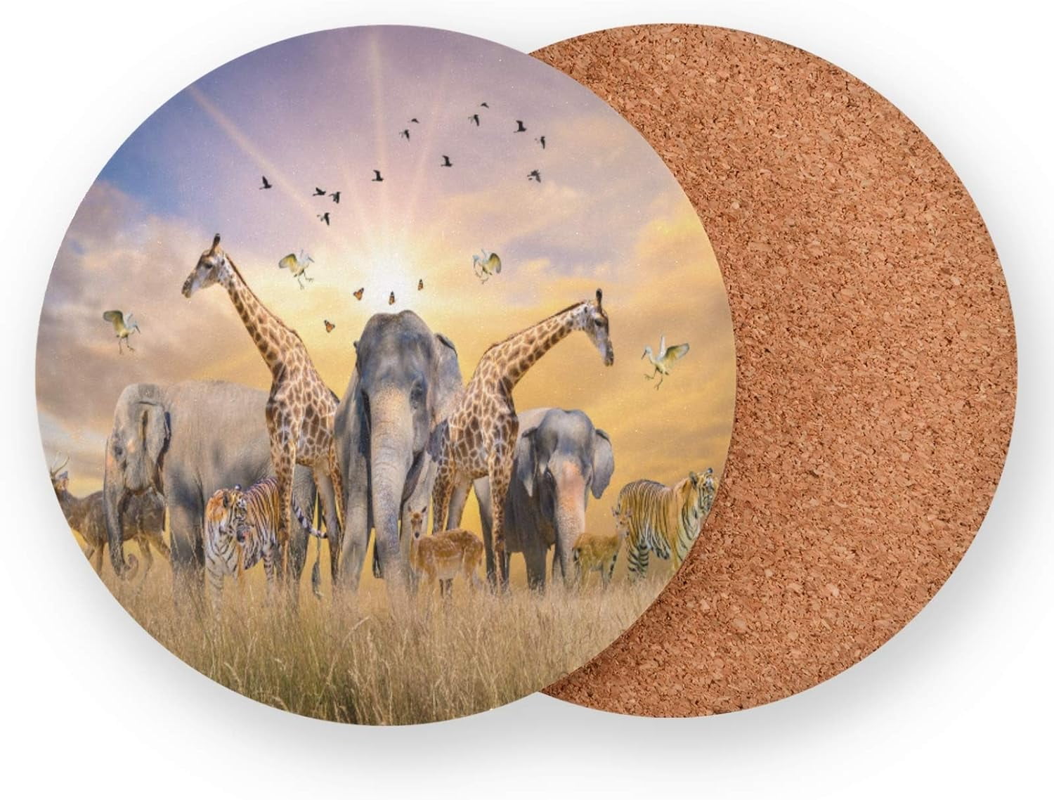 Coolnut 4 Pieces Wooden Drink Coasters, Round Absorbent Coasters for ...