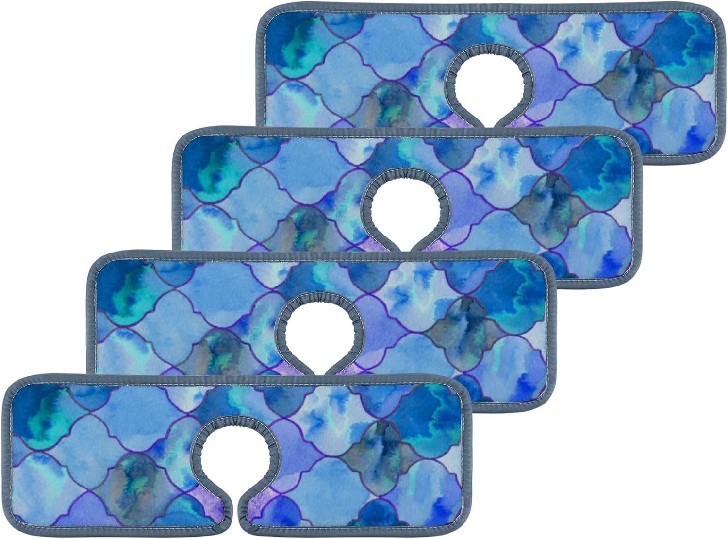 Coolnut 4PCS Faucet Absorbent Mat, Watercolor Mermaid Fish Scale ...