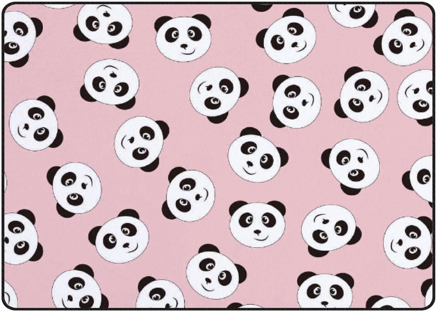 Coolnut 5'3" x 4' (63 x 48 in) Area Rug, Black and White Smiling Panda ...