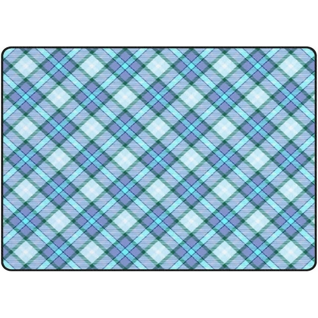 Coolnut 5'3" x 4' (63 x 48 in) Area Rug, Blue Green Tartan Plaid ...