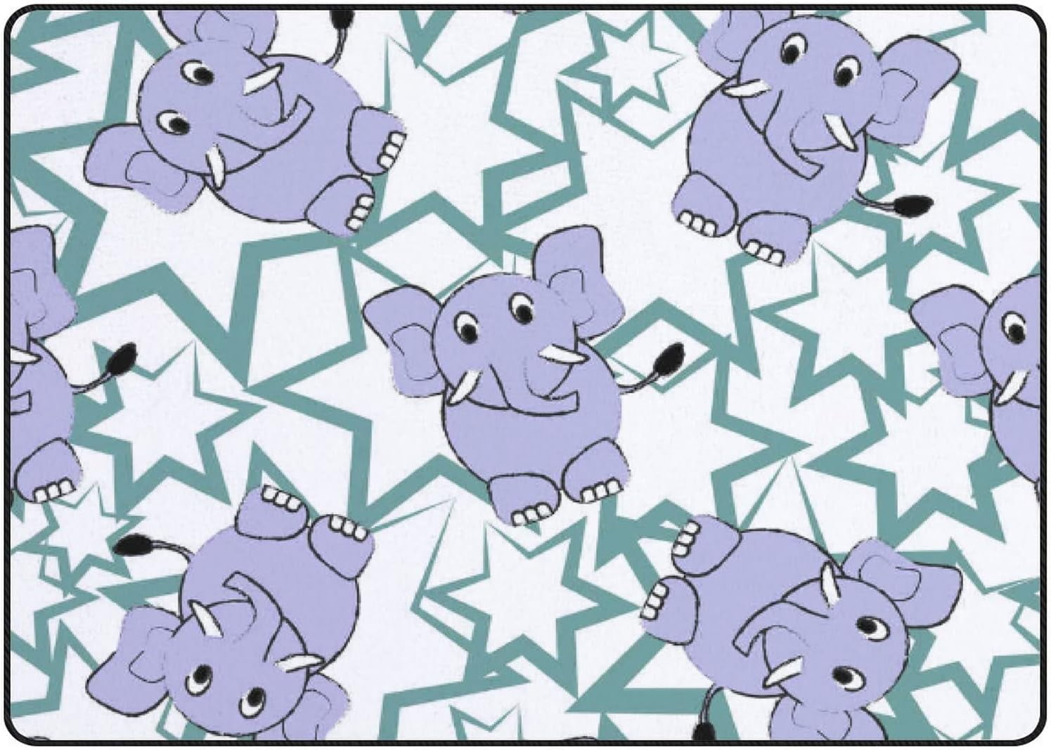 Coolnut 5'3" x 4' (63 x 48 in) Area Rug, Cute Elephants on Background ...