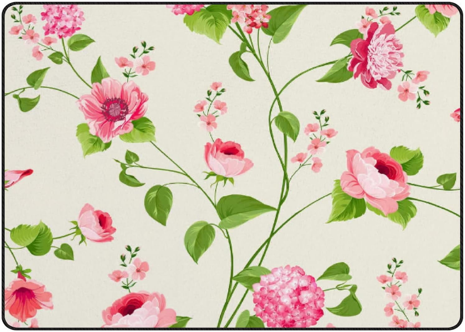 Coolnut 5'3" x 4' (63 x 48 in) Area Rug, Hydrangea Flowers Nursery Rug ...