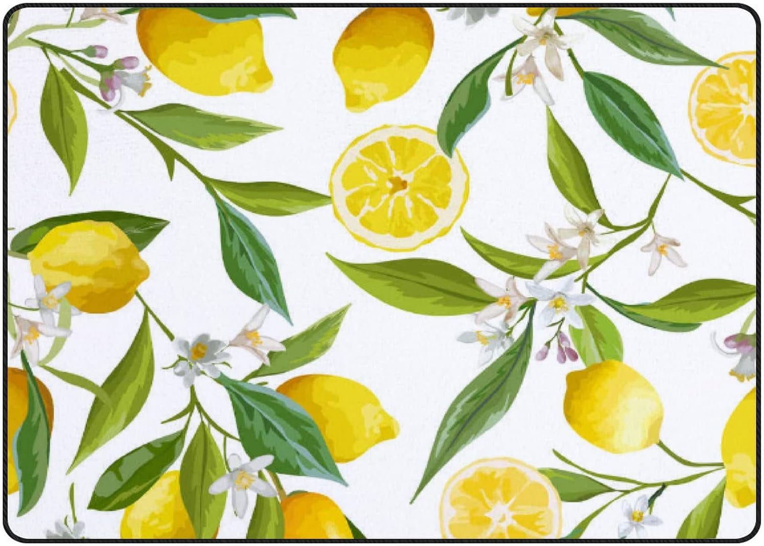 Coolnut 5'3" x 4' (63 x 48 in) Area Rug, Lemon Fruits Nursery Rug Floor ...