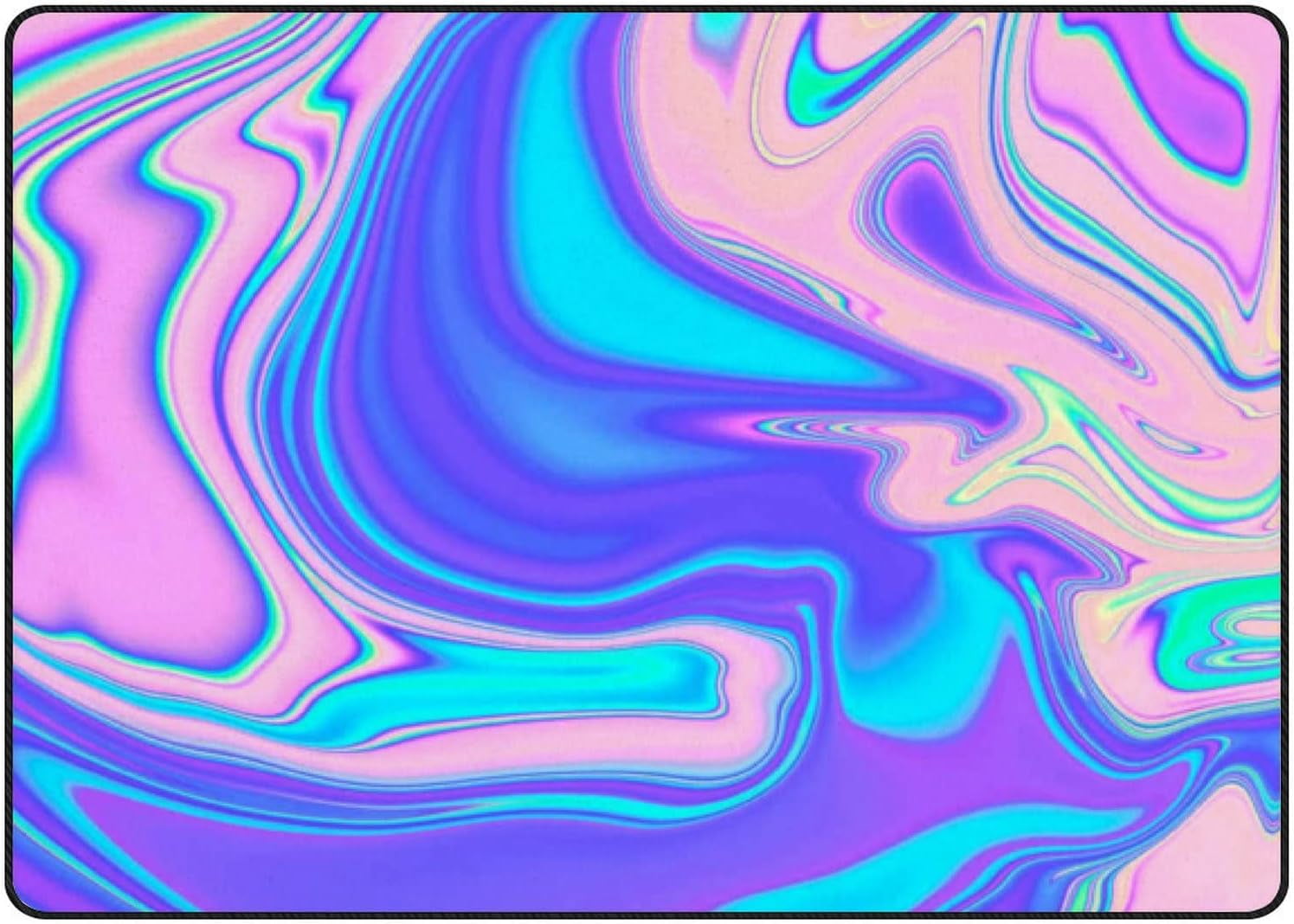 Coolnut 5'3" x 4' (63 x 48 in) Area Rug, Marbled Holographic Texture ...