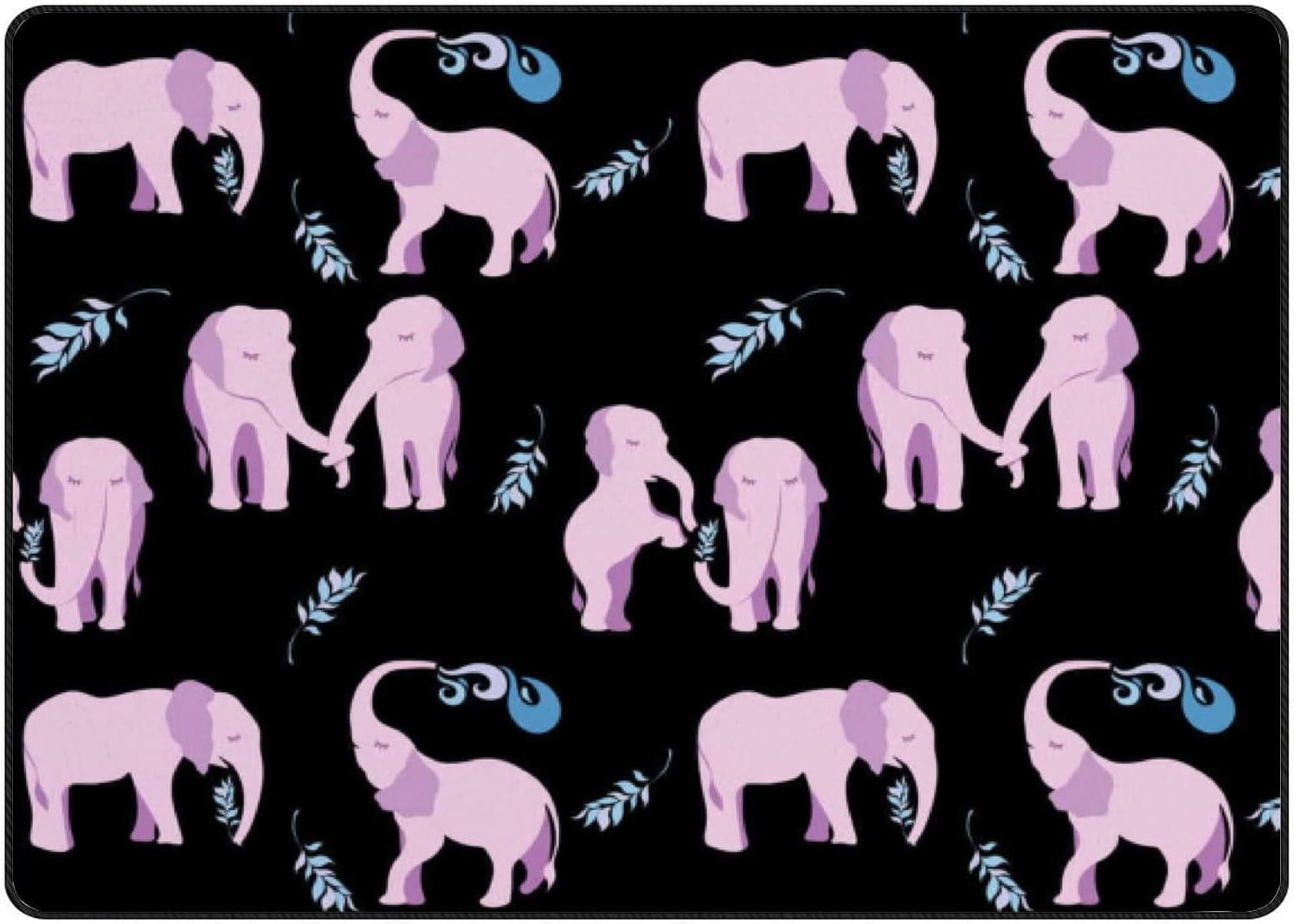 Coolnut 5'3" x 4' (63 x 48 in) Area Rug, Pattern of Pink Elephants ...