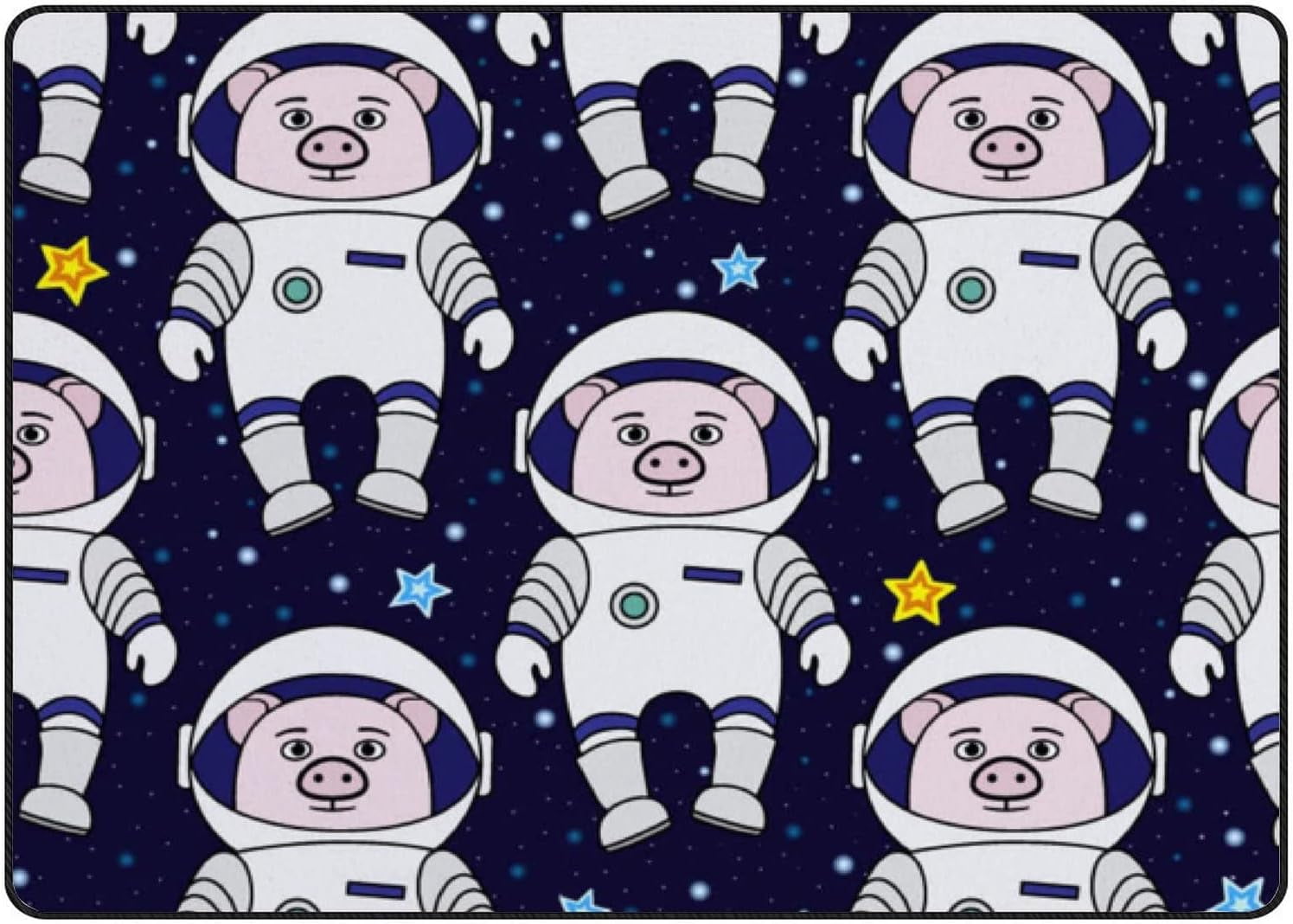 Coolnut 5'3" x 4' (63 x 48 in) Area Rug, Pig Astronaut and Stars in ...