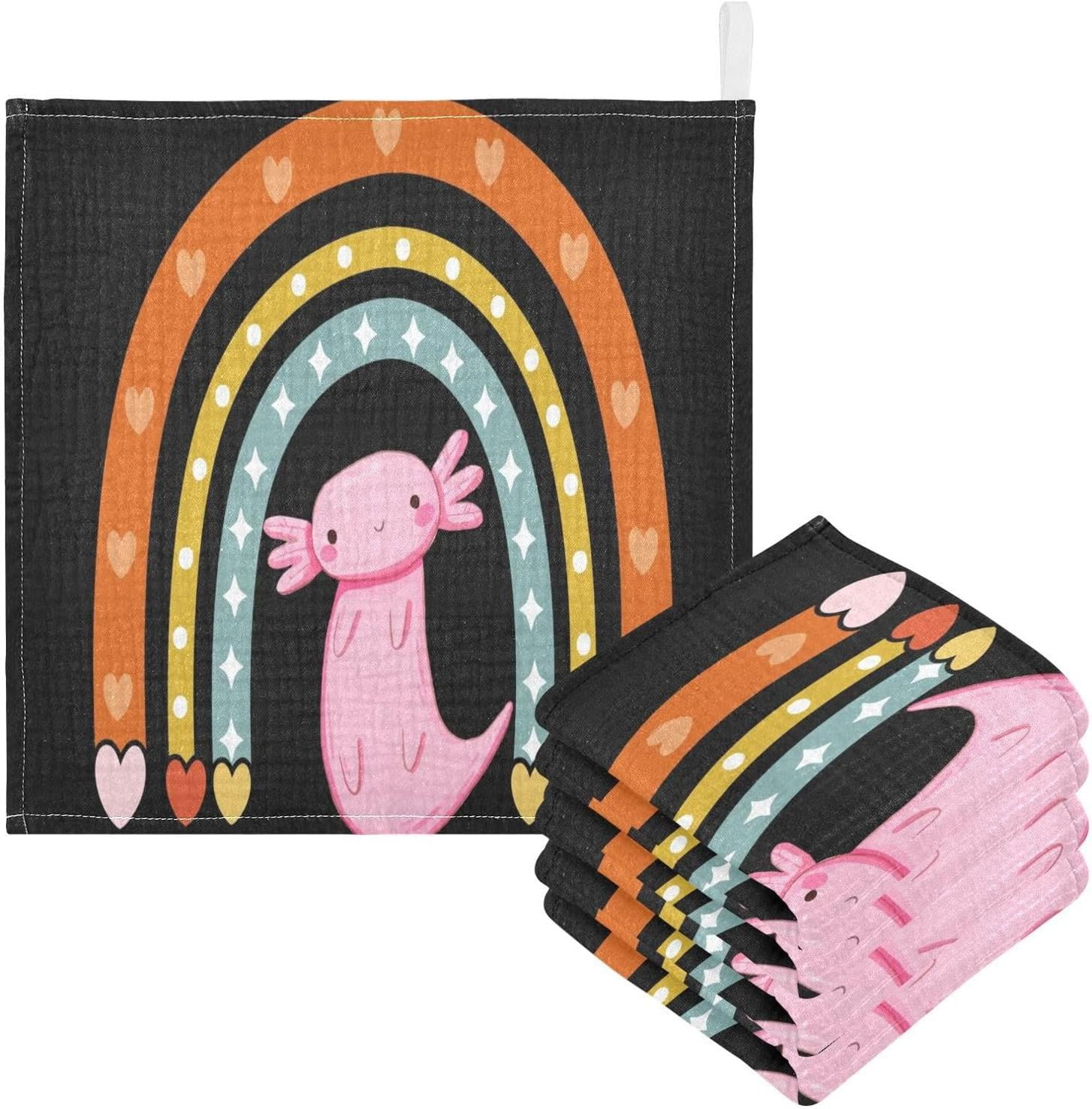 Coolnut 5 PCS Axolotls Rainbow Baby Muslin Washcloths, Funny Design ...