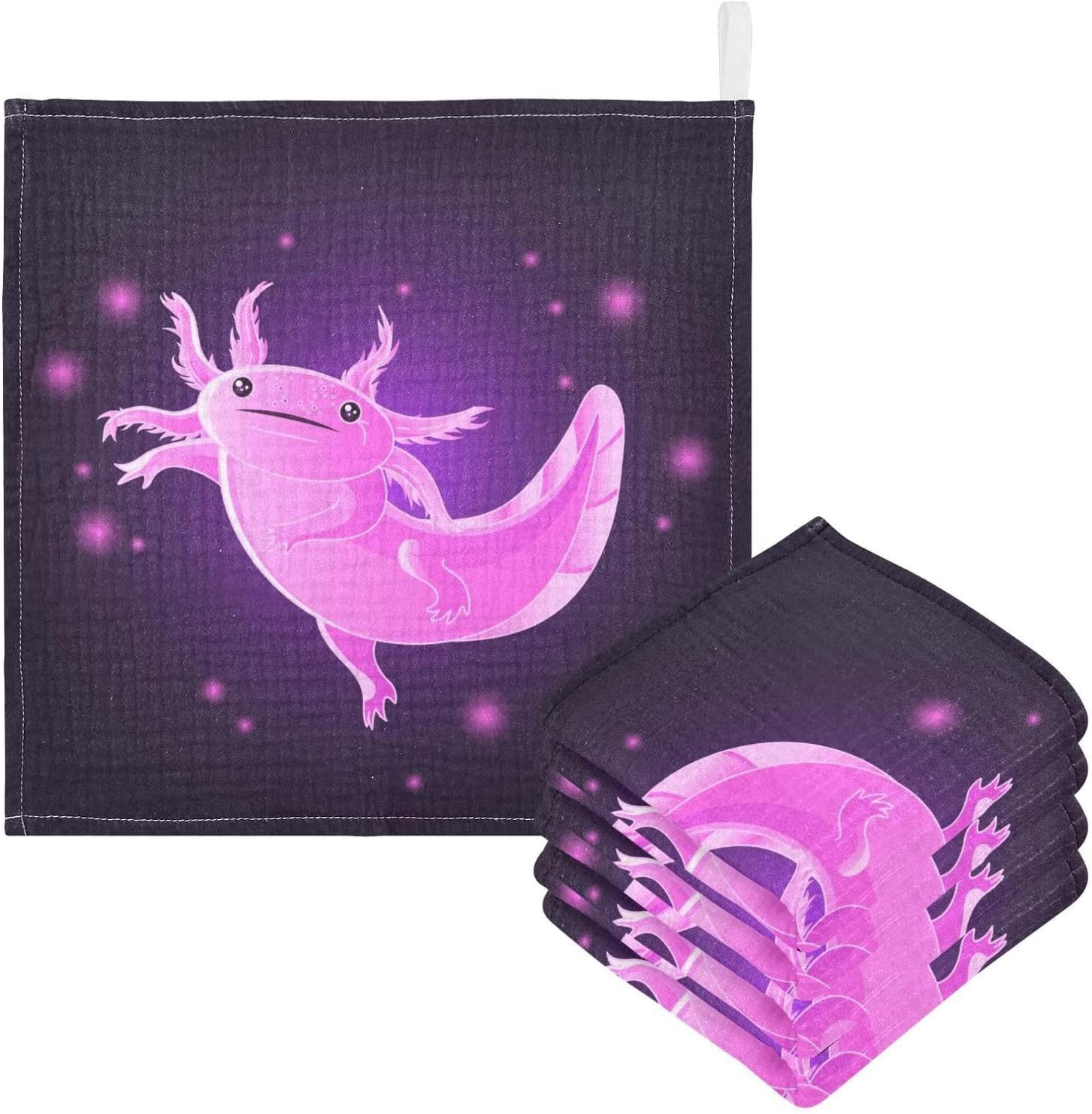 Coolnut 5 PCS Glowing Pink Axolotl Baby Muslin Washcloths, Cute Kawaii ...