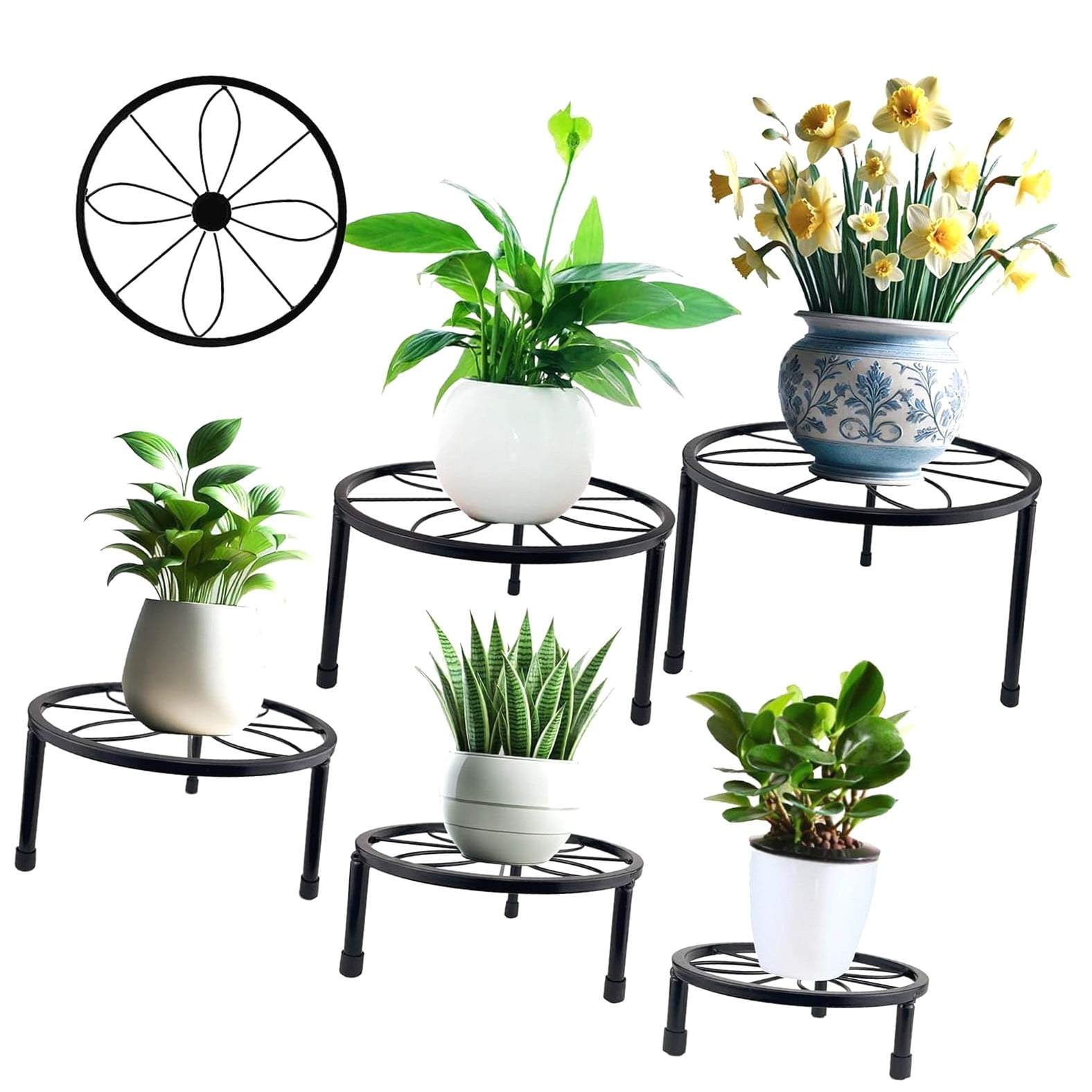 Coolnut 5 Packs Metal Plant Stand Indoor, Plant Stand for Multiple ...