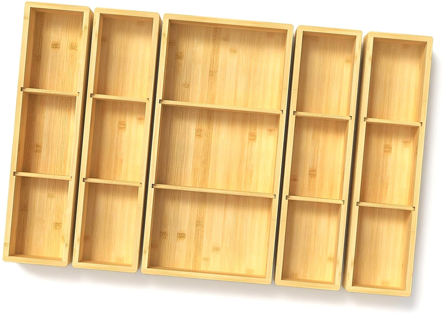 Coolnut 5 pieces Drawer Organizer, 3 Individual Junk Drawer organizer ...