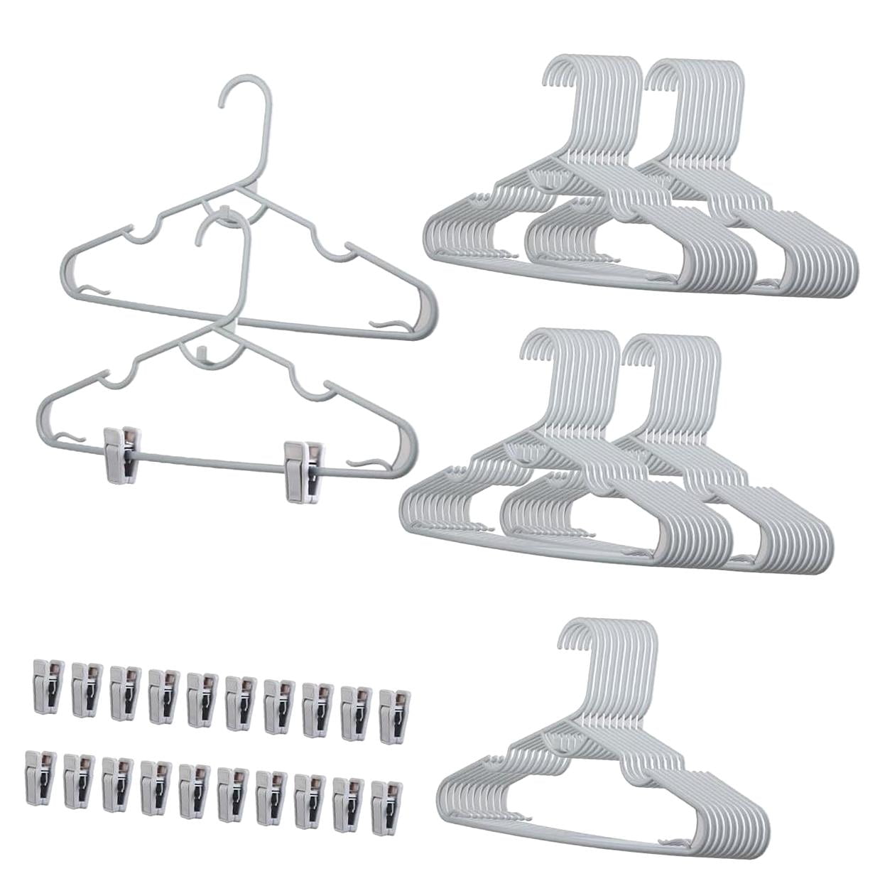 Coolnut 50 Plastic Hangers with Clips Stackable Hangers Nonslip Clothes ...