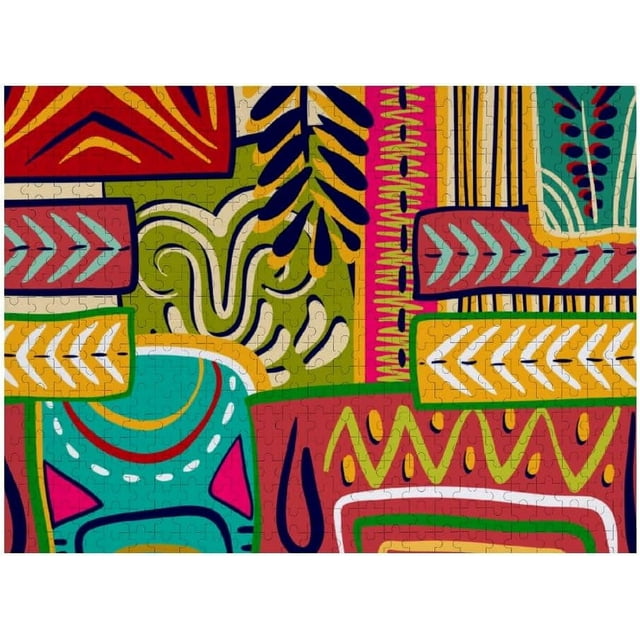 Coolnut 500 Piece Jigsaw Puzzle for Kids Adults - Colorful Ethnic Retro ...